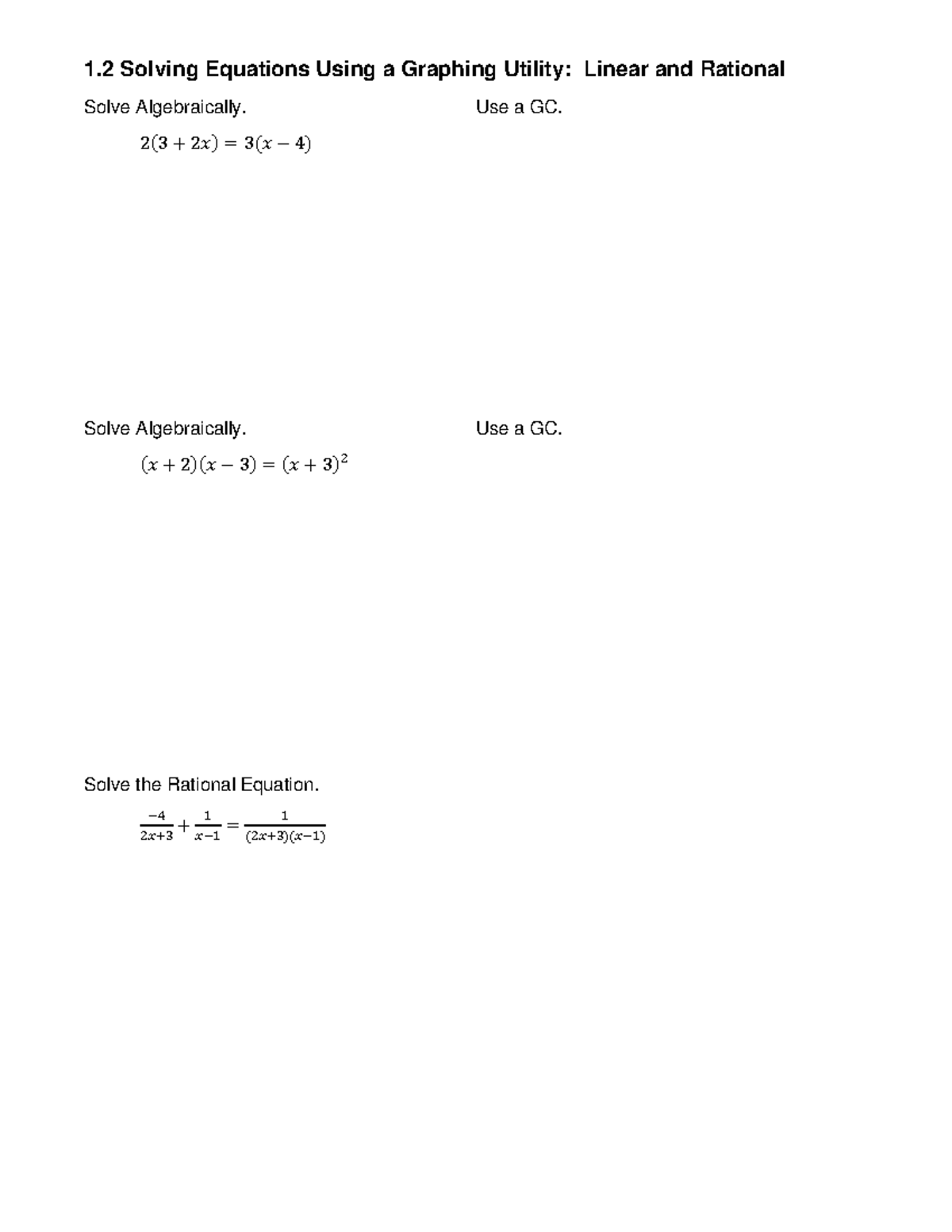 Guided Notes Section 1-2 MATH1200 - 1 Solving Equations Using a ...