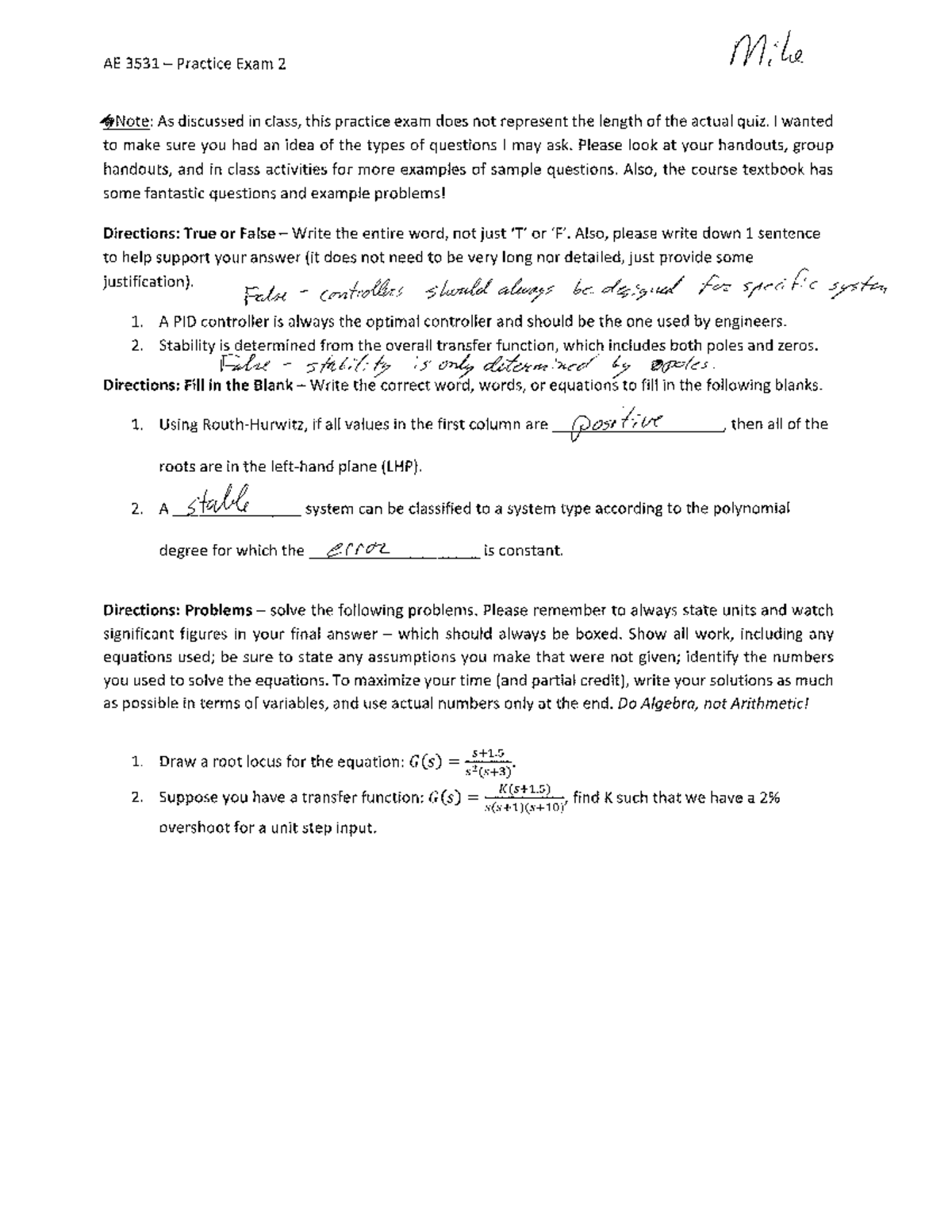 AE3531-Practive Exam 2-Solutions - AE 3531 - Studocu