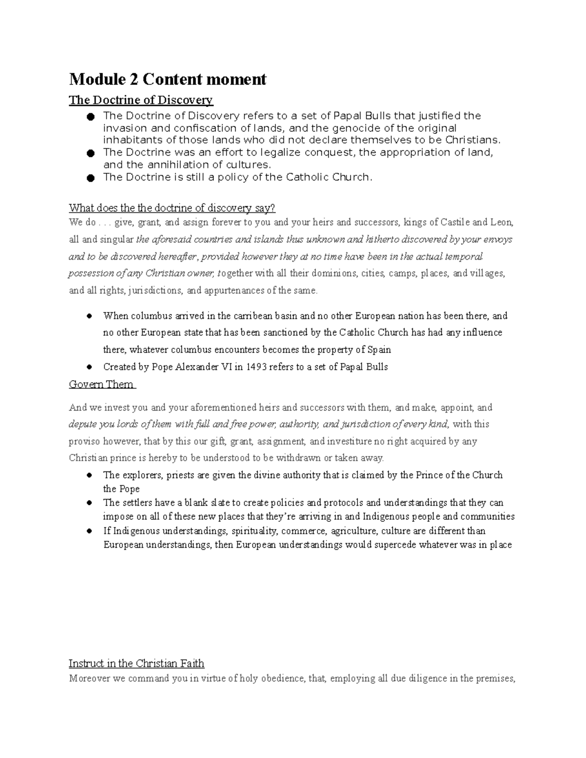 Ind Module 2 Content moment - Module 2 Content moment The Doctrine of ...