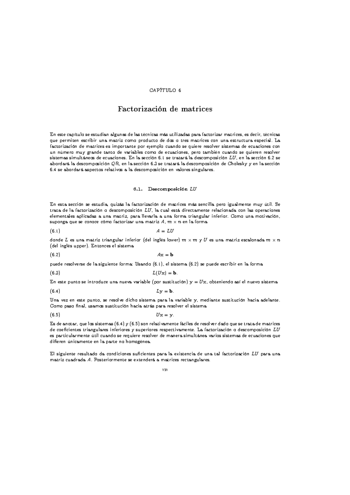 Factorizacion-de-matrices - CAPÍTULO 6 Factorización de matrices En este capítulo se estudian ...