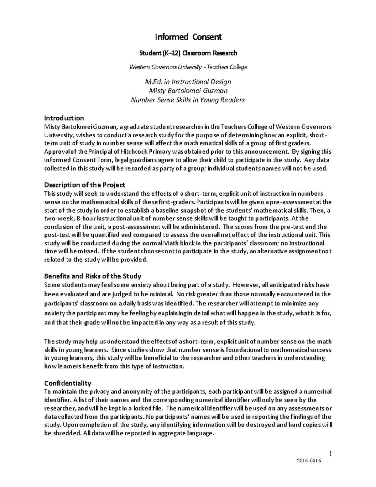 C363 Task 2 Informed Consent - 1 2016- Informed Consent Student (K–12 ...