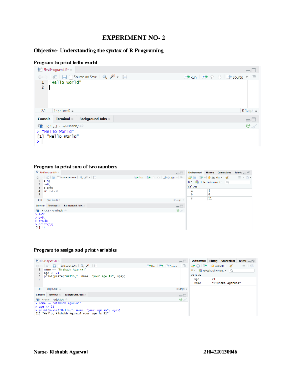 Assignment number 2 - B.tech - EXPERIMENT NO- 2 Objective ...