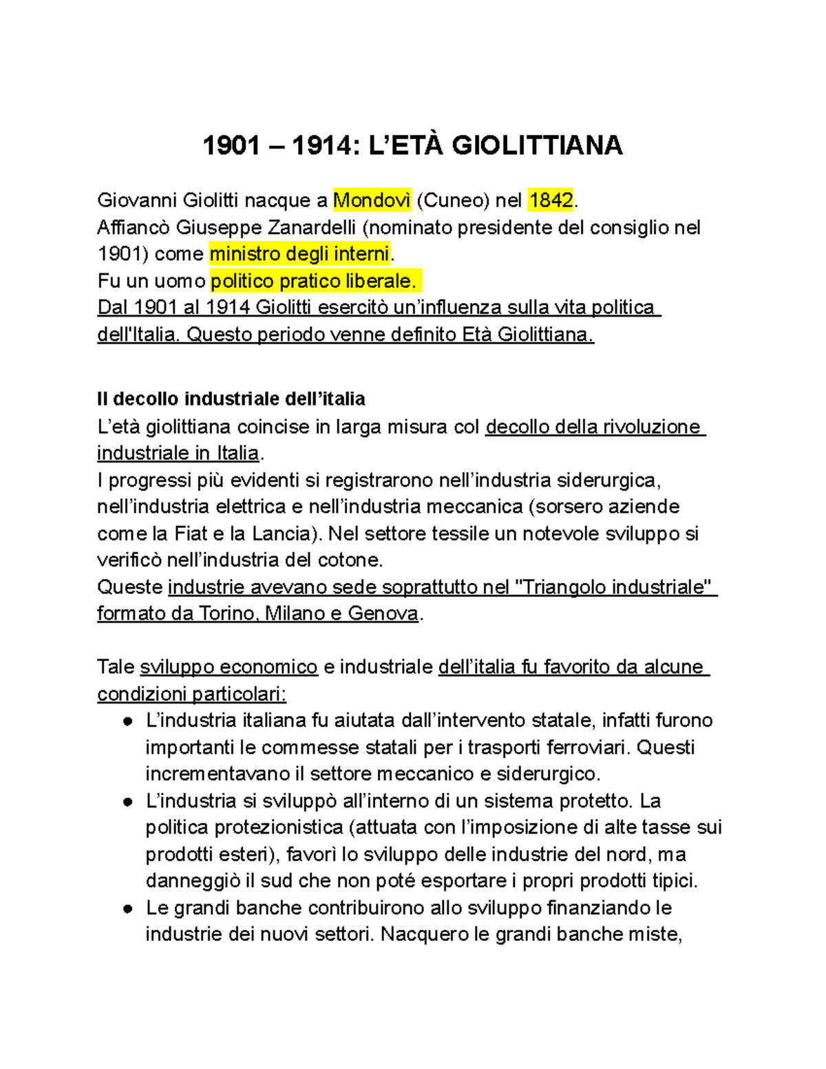 L’Età Giolittiana ( Riassunto ) - 1901 – 1914: L’ETÀ GIOLITTIANA Giovanni Giolitti nacque a ...