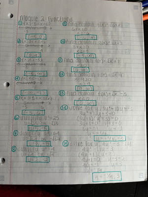 Quadratic functions module 7 - MAT 111 - Studocu