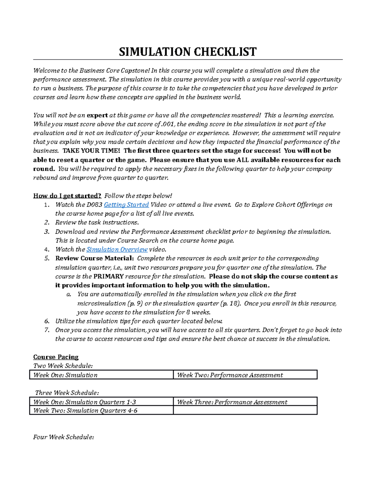 D083 Simulation Checklist - SIMULATION CHECKLIST Welcome to the ...