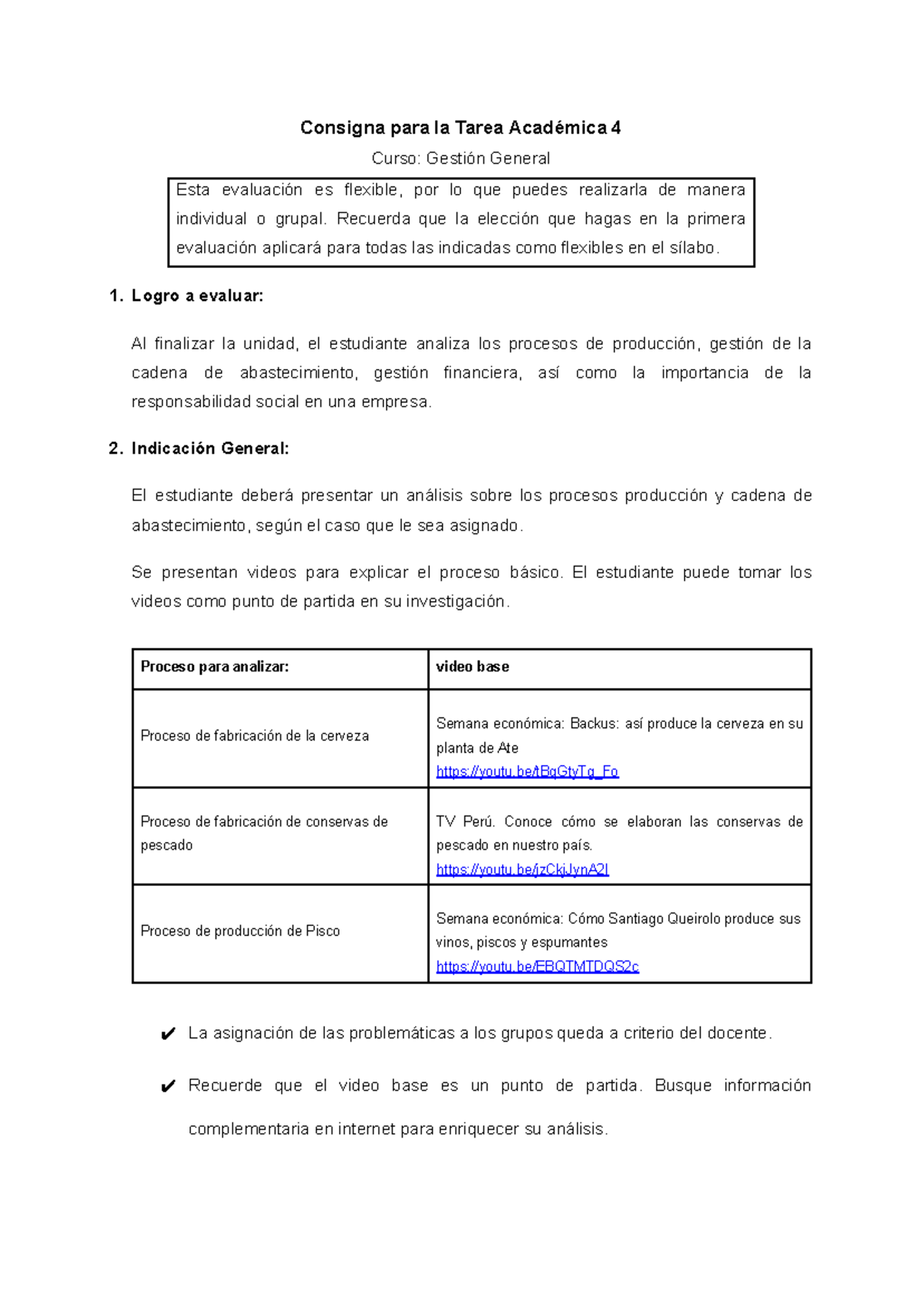 consigna gestion general semana 16 - Consigna para la Tarea Académica 4 ...