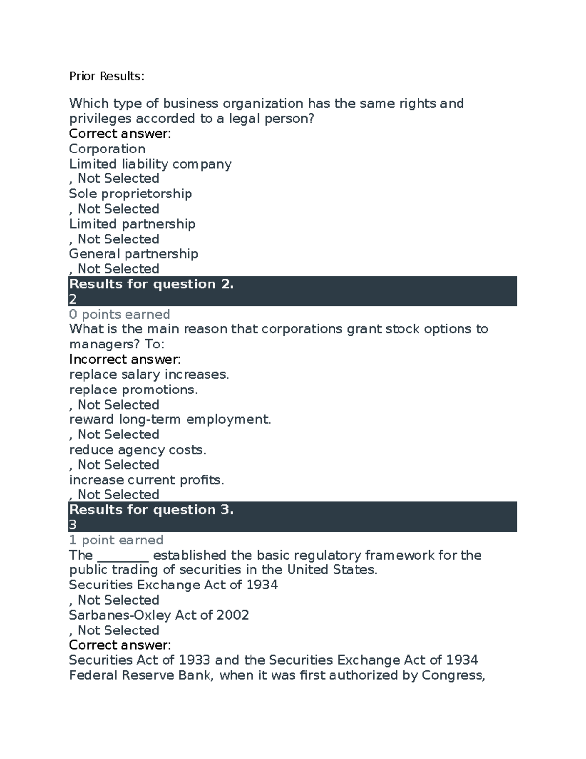 Prior Results - Prior Results: Which type of business organization has ...