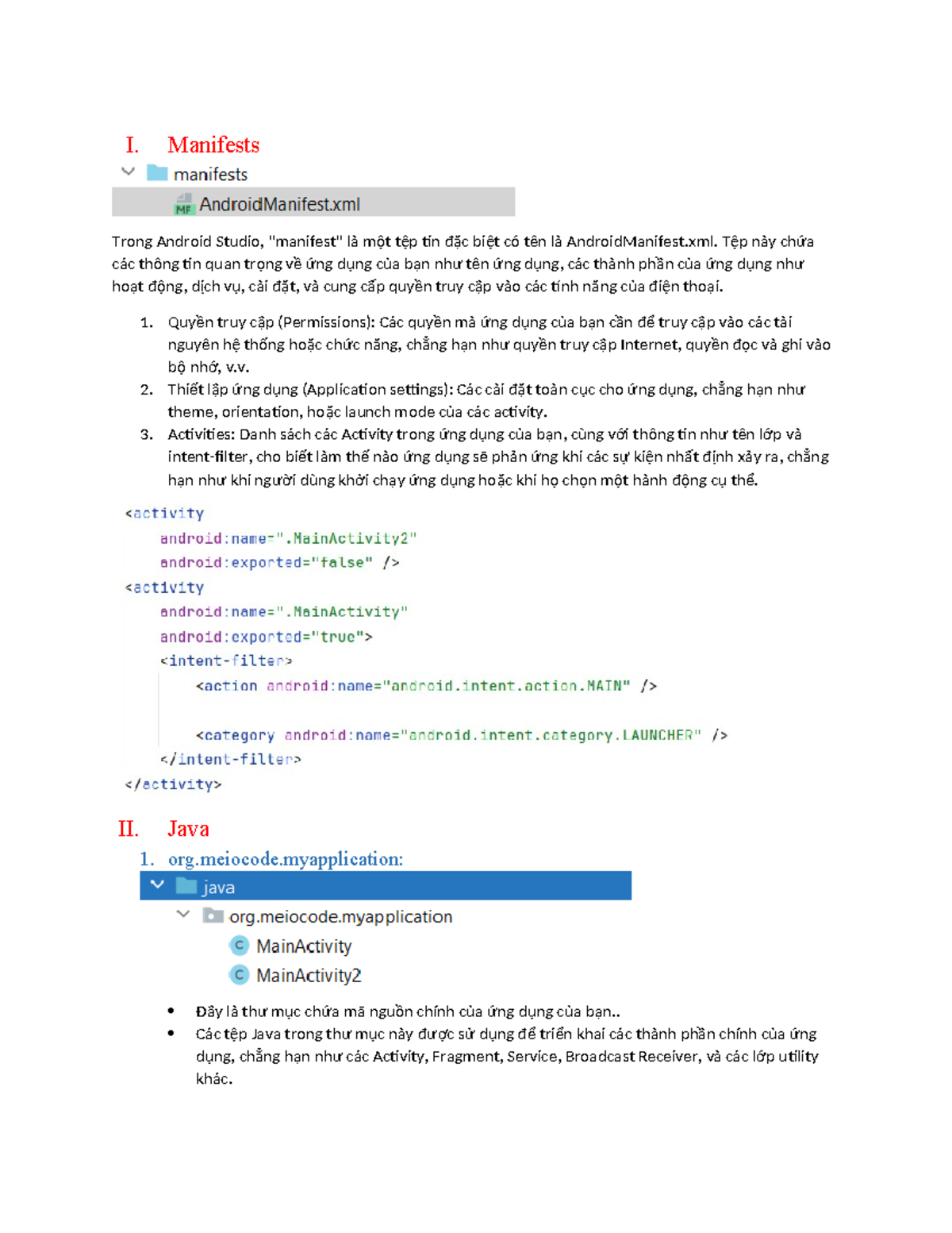 Phân tích các thành phần trong activity - I. Manifests Trong Android ...