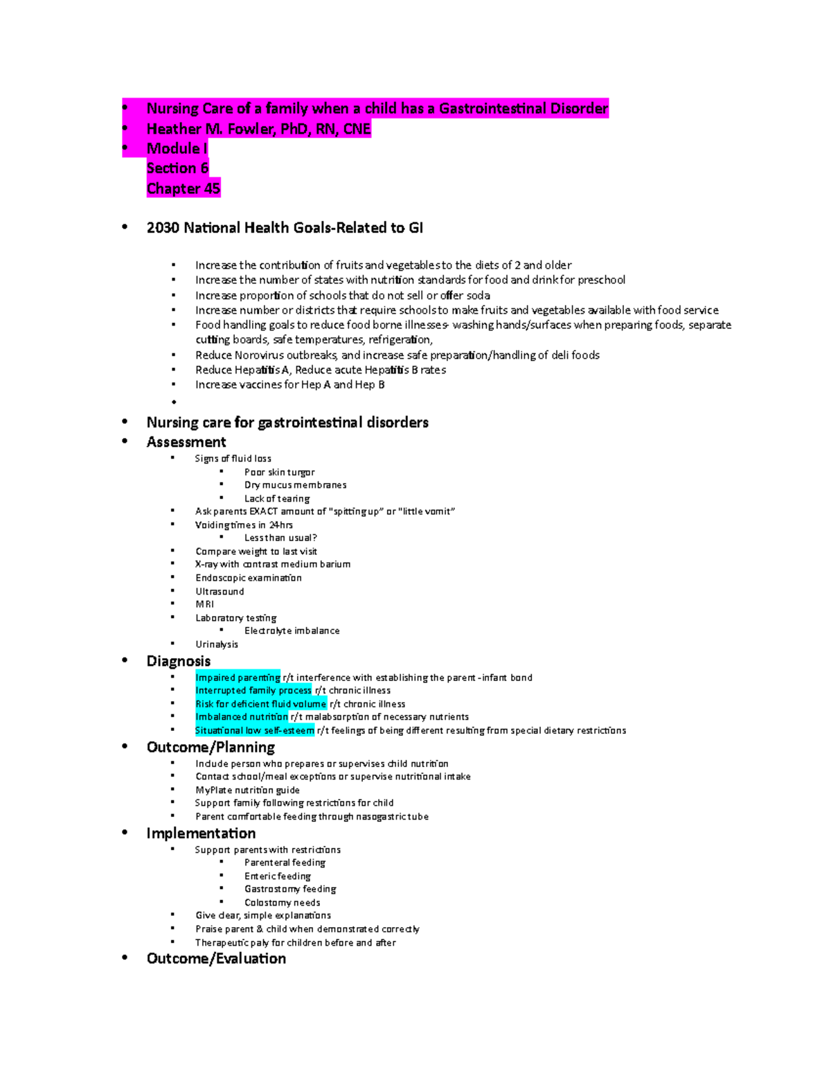 Nursing Care of a family when a child has a Gastrointestinal Disorder ...