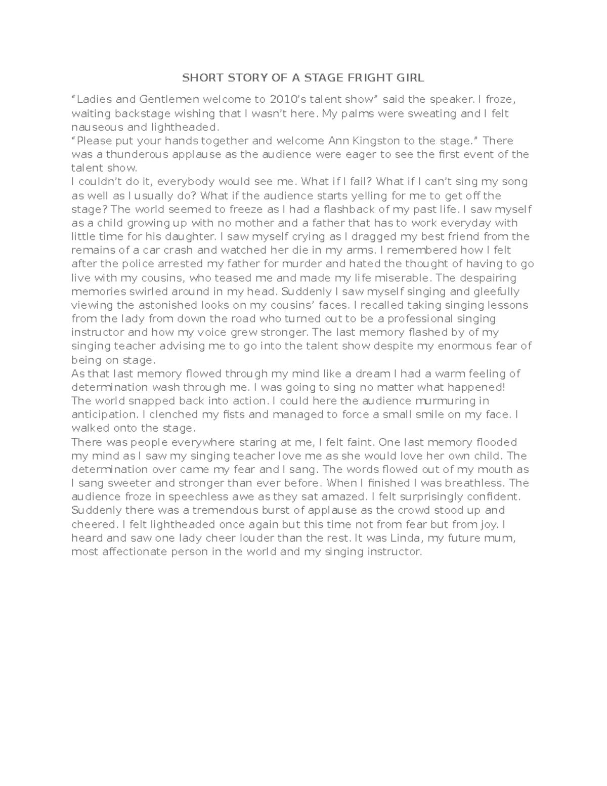 Short Story OF A Stage Fright GIRL - SHORT STORY OF A STAGE FRIGHT GIRL ...