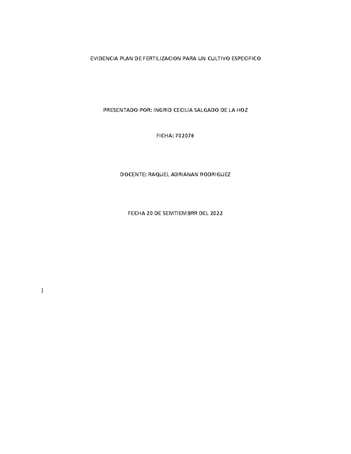 Evidencia PLAN DE Fertilizacion PARA UN Cultivo Especifico Ingrid ...
