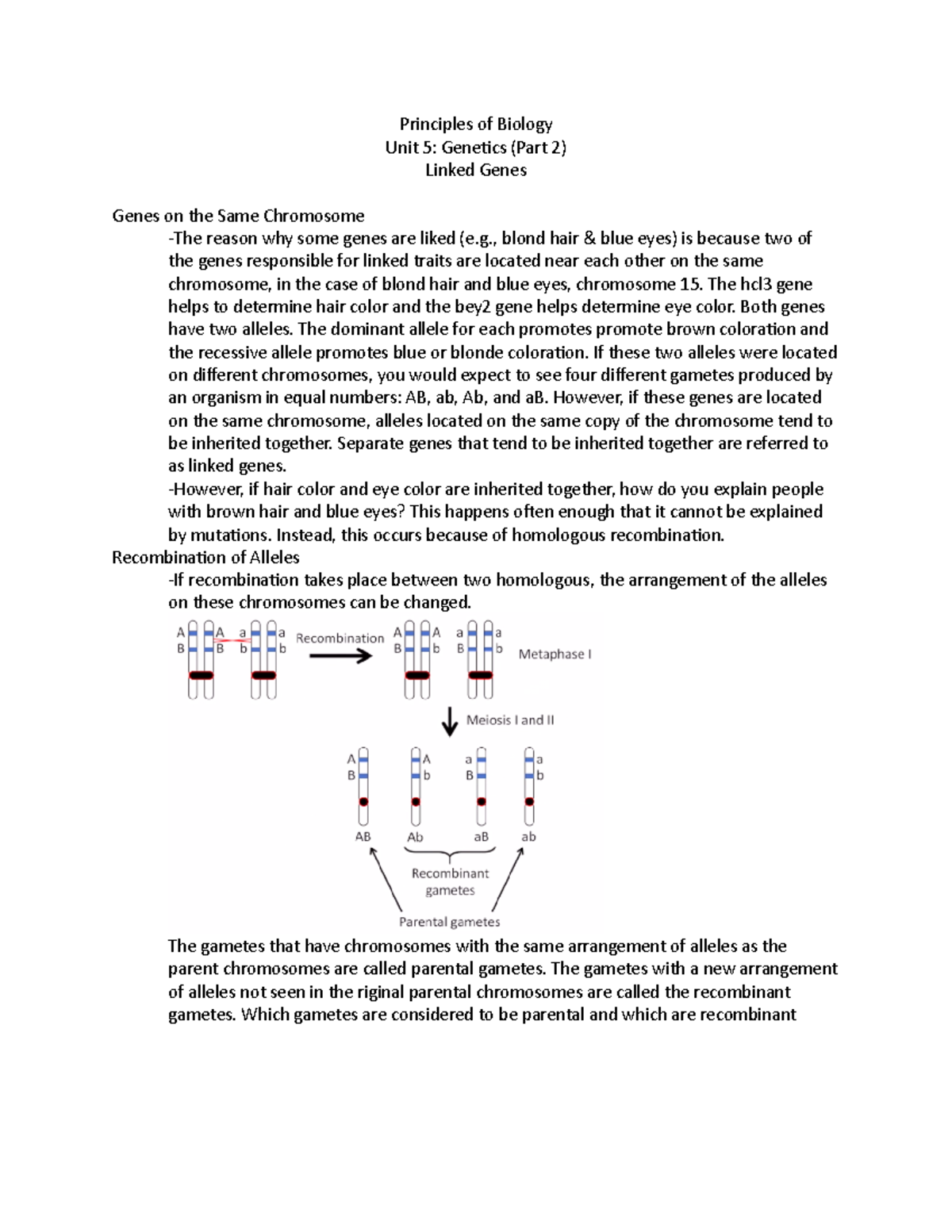 AP Bio Linked Genes - Principles of Biology Unit 5: Genetics (Part 2 ...