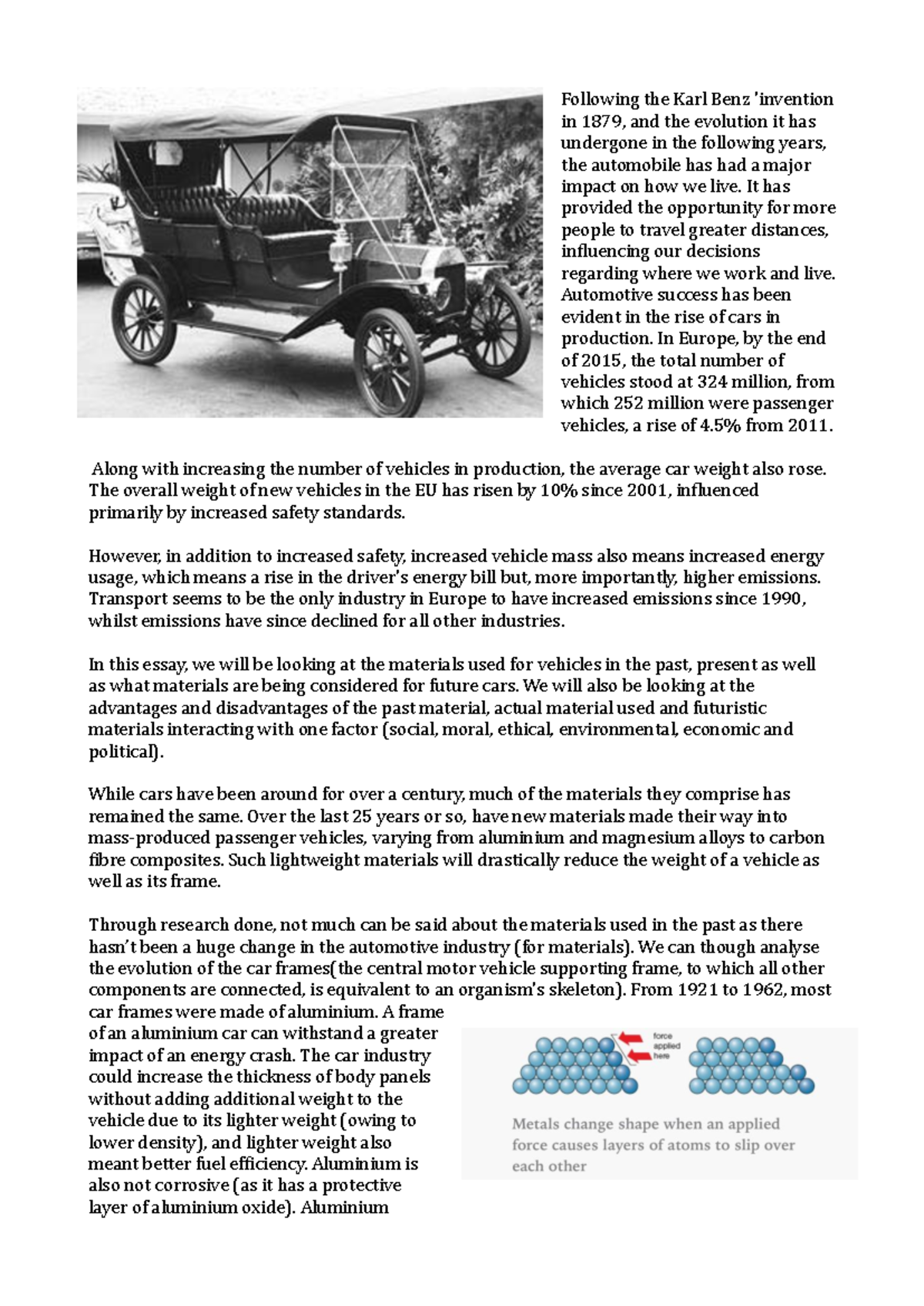 Chemistry Essay - Following the Karl Benz 'invention in 1879, and the ...