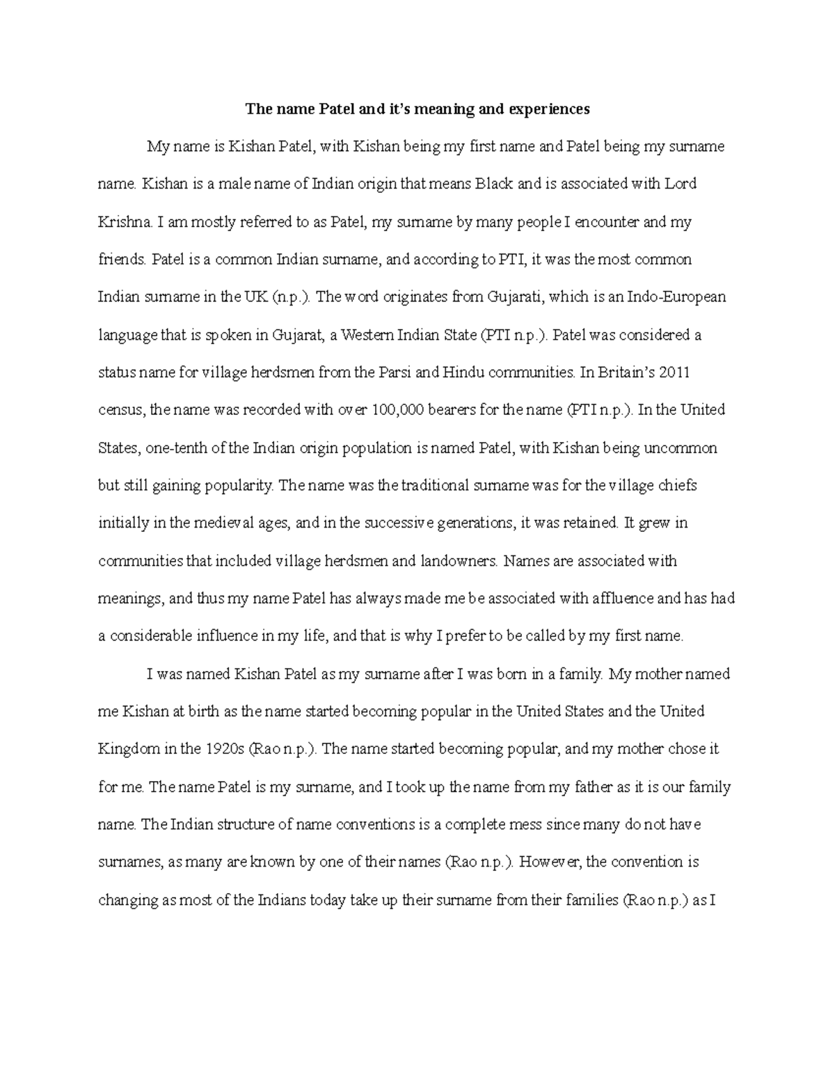 The name Patel and its meaning and experiences - Kishan is a male name ...