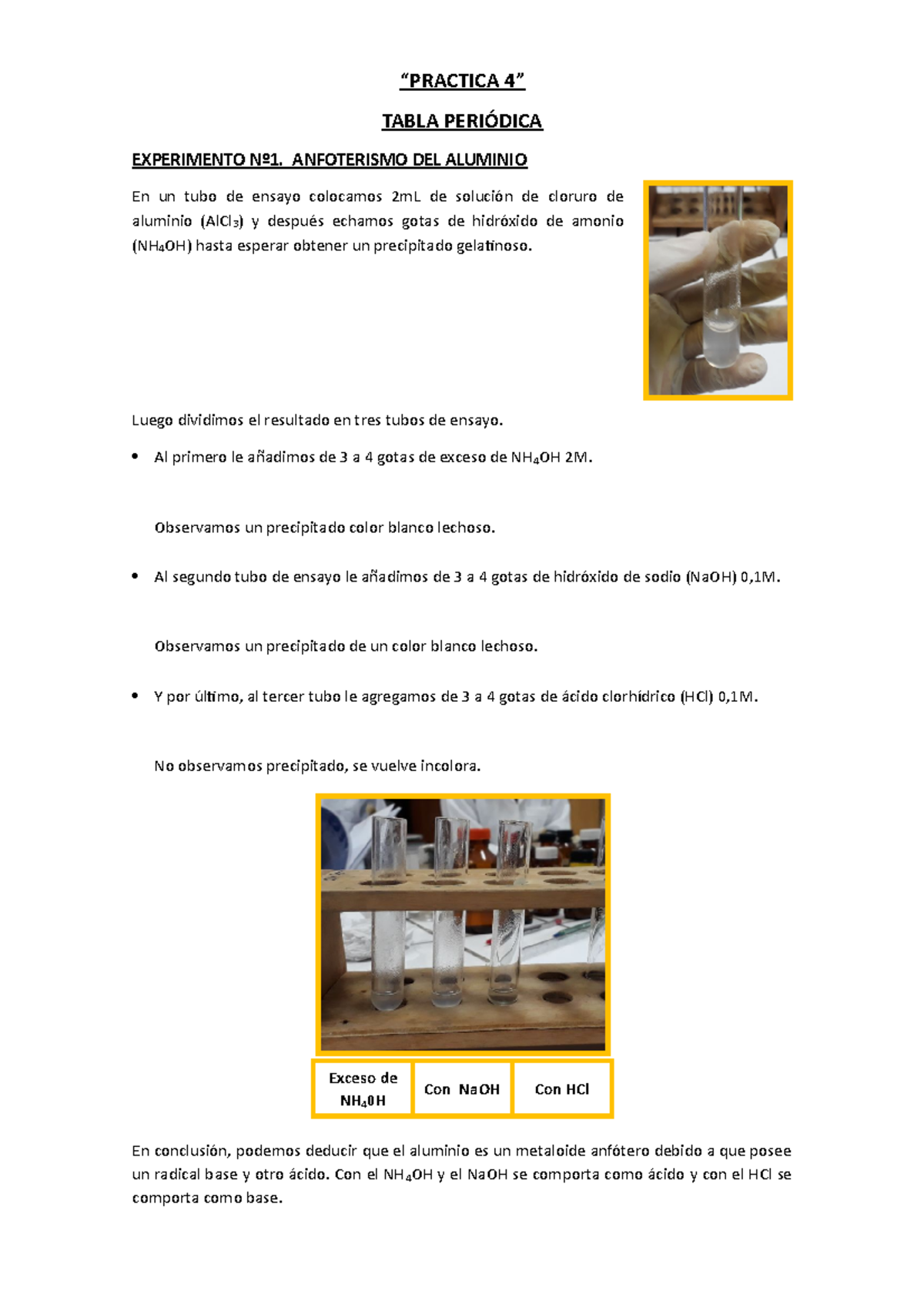 tablaperiodicaquimica - TABLA EXPERIMENTO ANFOTERISMO DEL ALUMINIO En ...