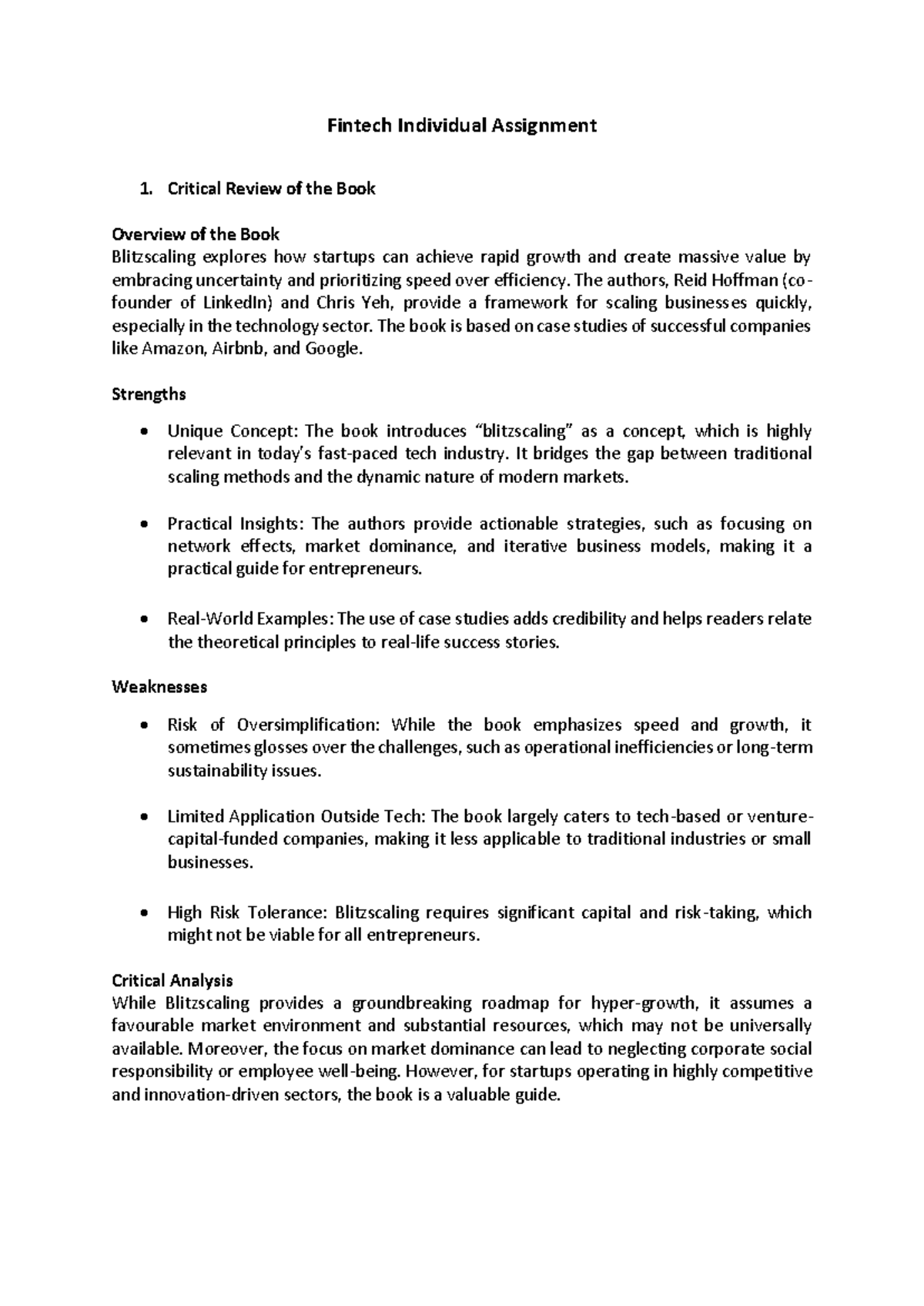 Fintech Assignment - Hihbihhibjhvghvghvgh - Fintech Individual Assignment Critical Review of the ...