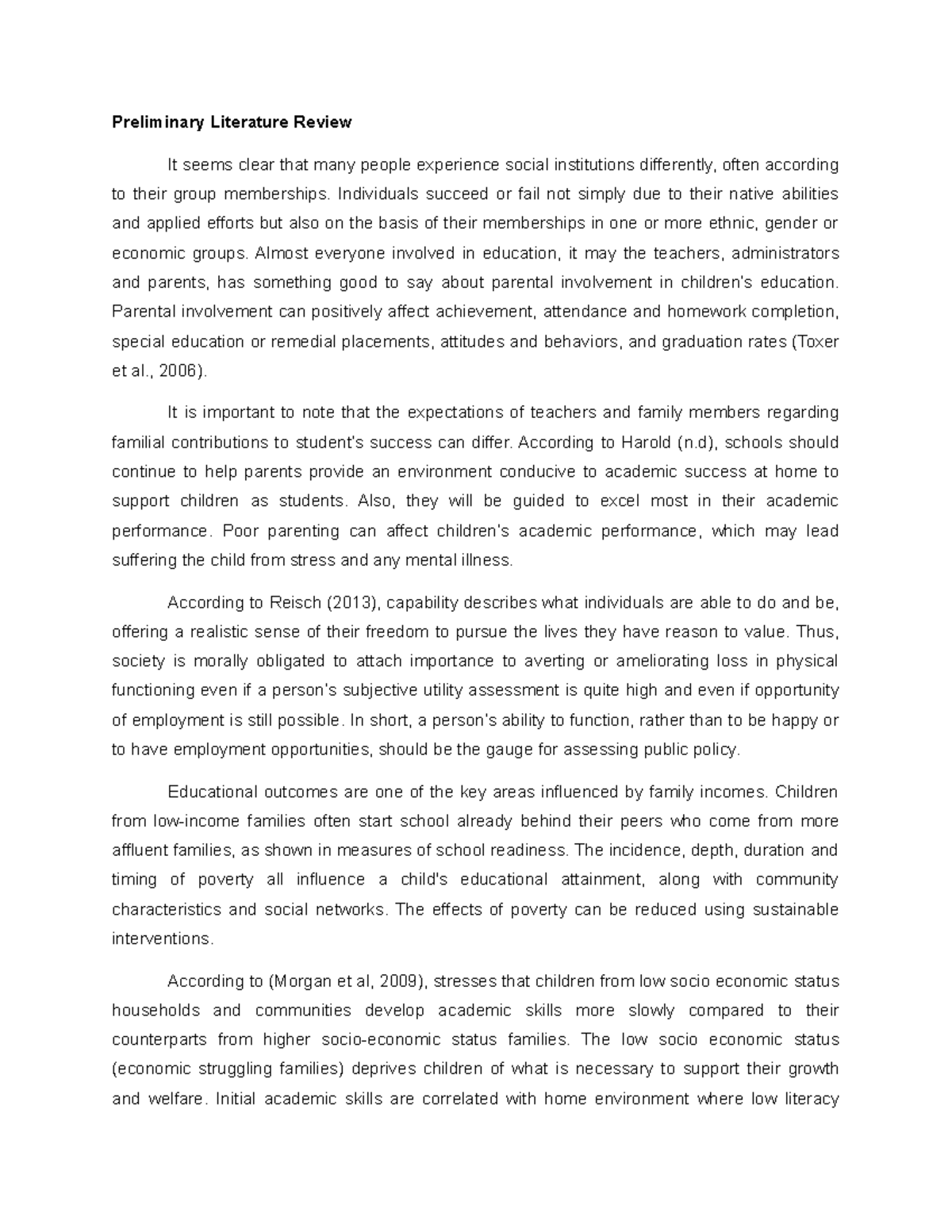 Preliminary Literature Review EFA - Preliminary Literature Review It ...