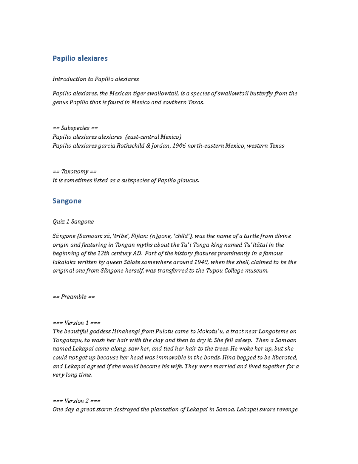 HIST123 Lab Report Papilio alexiares - Papilio alexiares Introduction ...