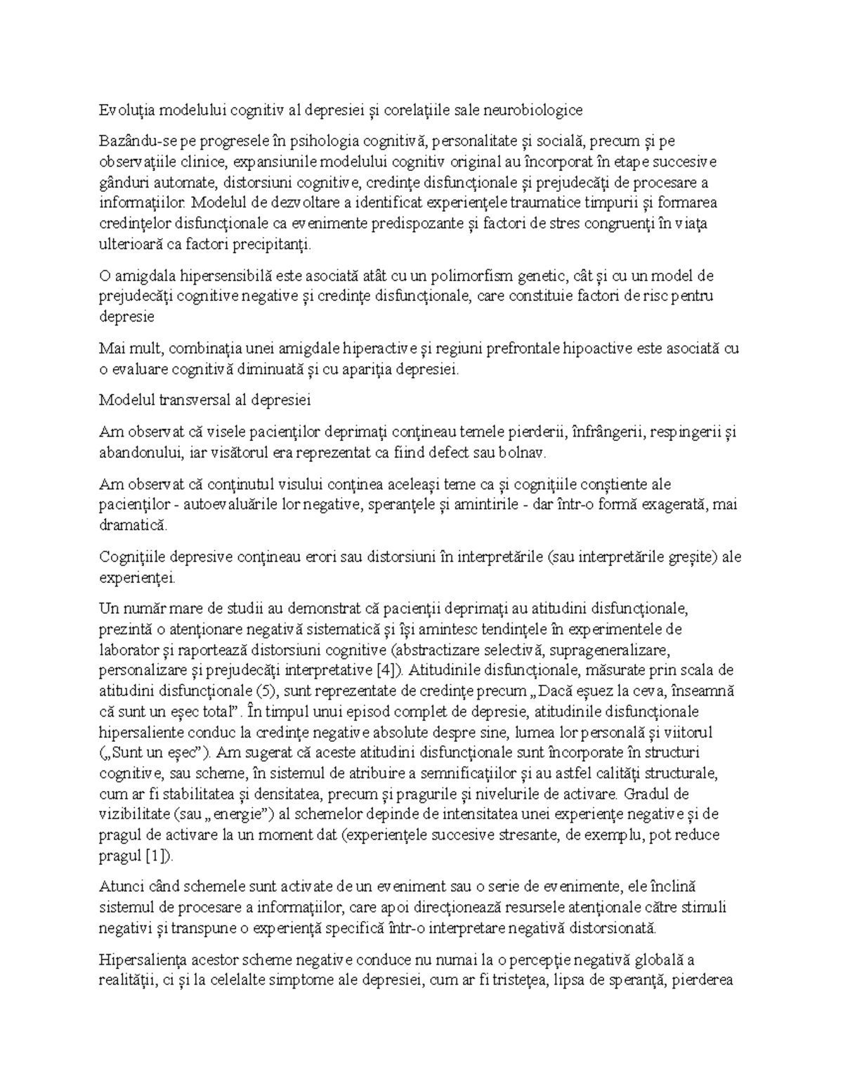 Articol Beck - Summary of Beck's article "The Evolution of the ...