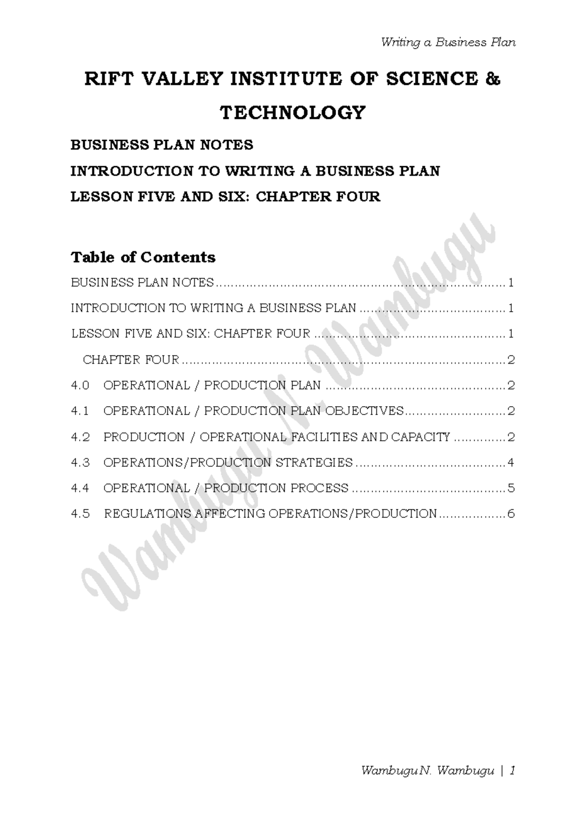5 Rvist Business PLAN Notes Lesson FIVE AND SIX - RIFT VALLEY INSTITUTE ...