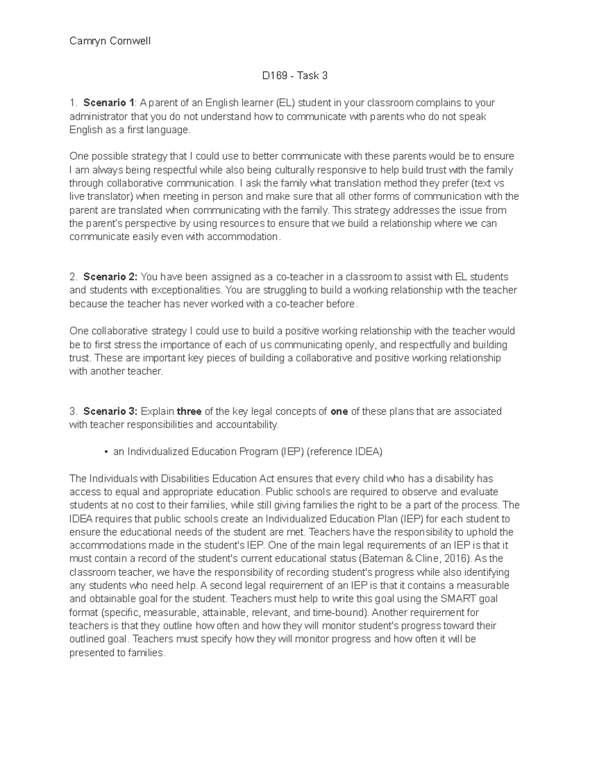 D169 - Task 3 - D169 - Task 3 - Passed - Camryn Cornwell D169 - Task 3 ...