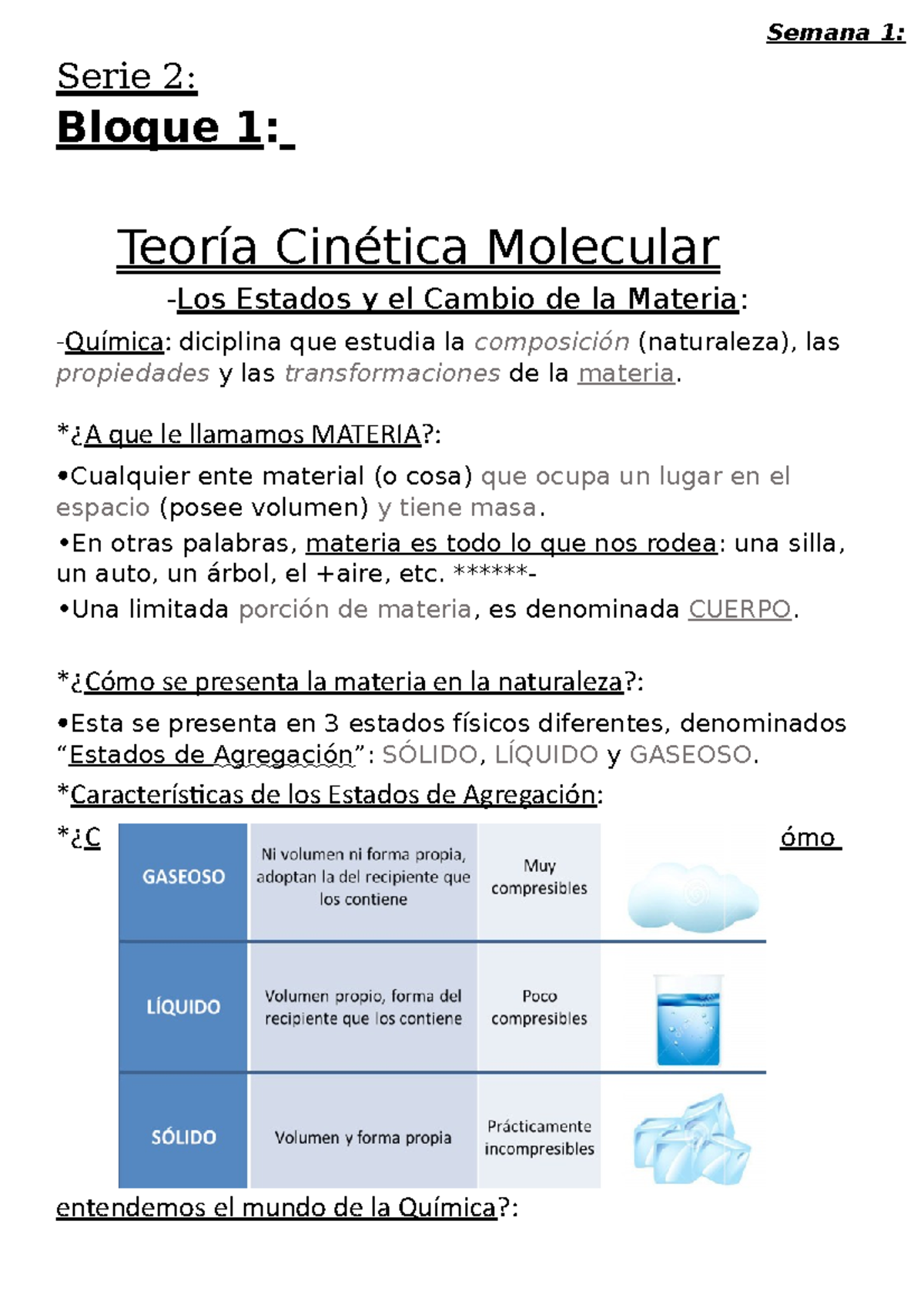Teoría Cinética Molecular: Los Estados y el Cambio de la Materia ...