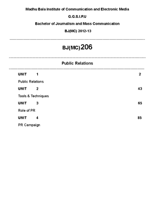 PR Notes - UNIT IV - BA (JMC) 204 BASICS OF PUBLIC RELATIONS FOURTH ...