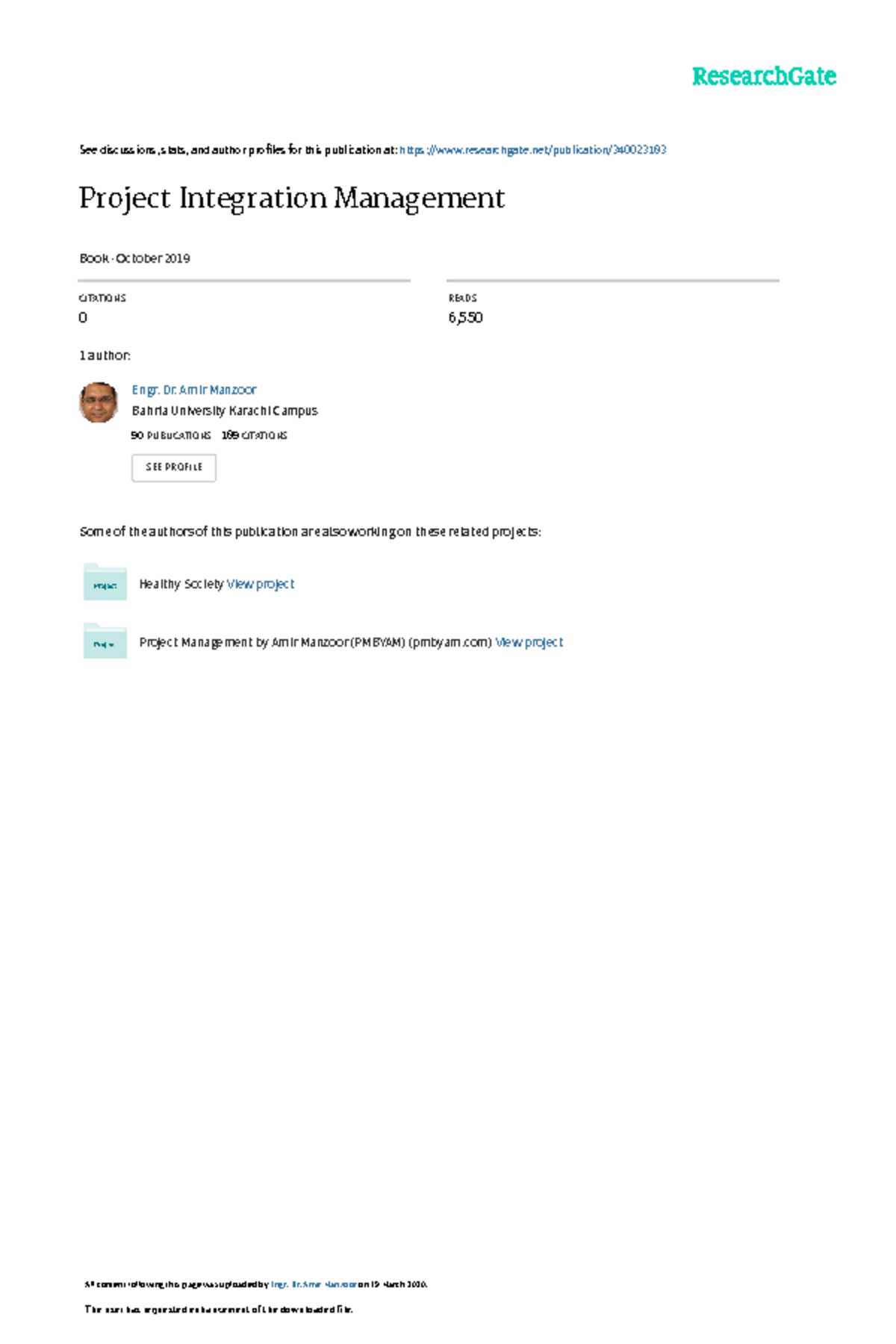 Book2-Project Integration Management-TOC - See discussions, stats, and ...