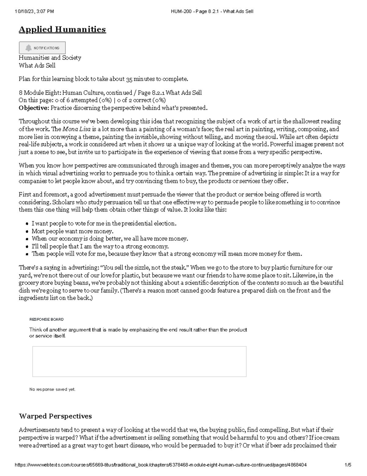 HUM-200 - Page 8.2.1 - What Ads Sell - Applied Humanities Humanities ...