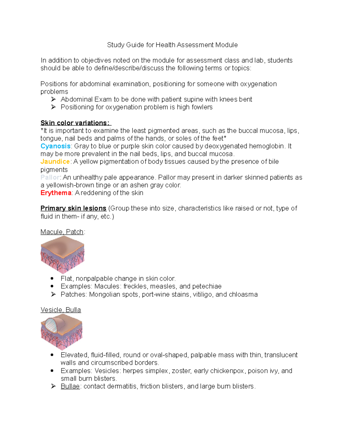 Lab Test 1 Assessment Study Guide - Study Guide for Health Assessment ...
