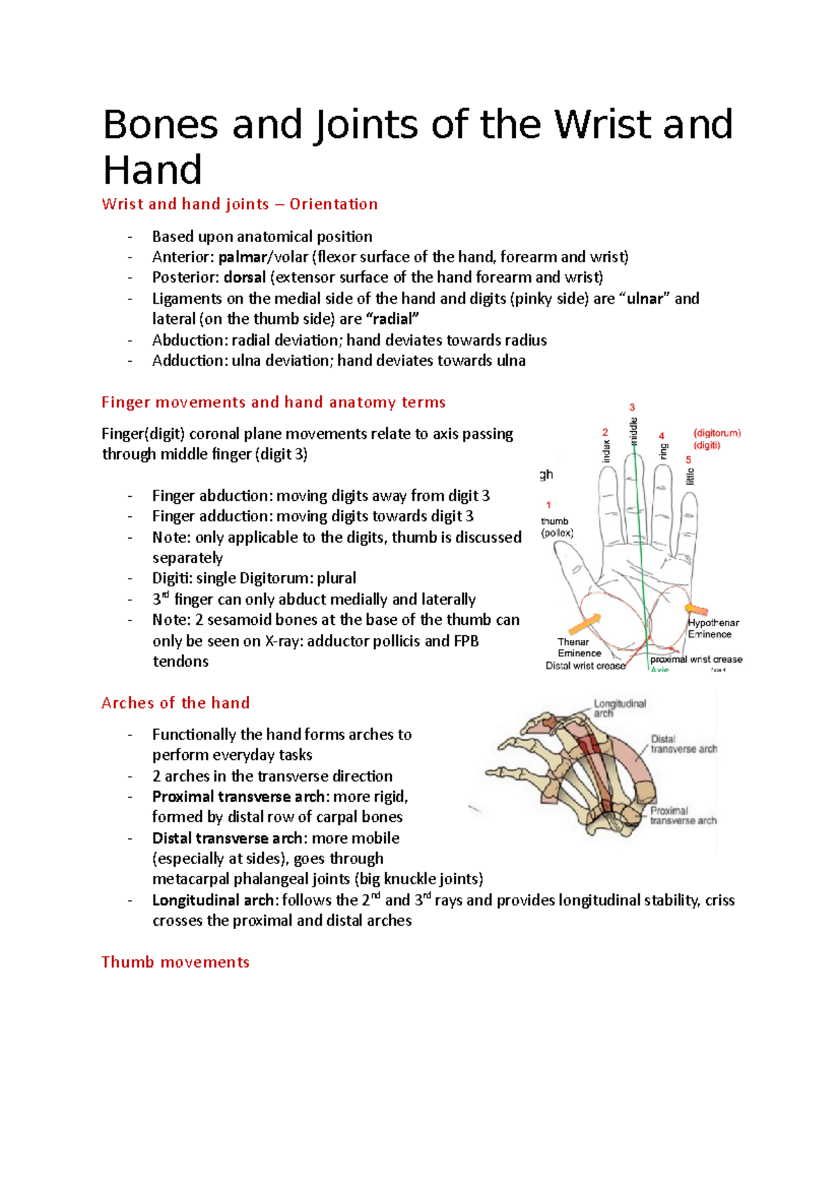Wrist and hand onwards - Bones and Joints of the Wrist and Hand Wrist ...