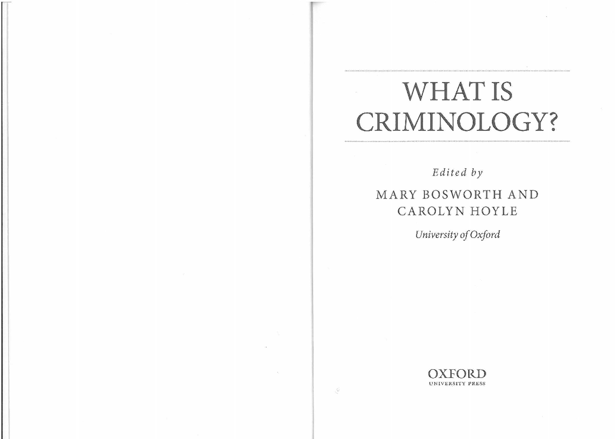 Nicole Rafter-origins of criminology - WHAT IS CRIMINOLOGY? Edited by ...