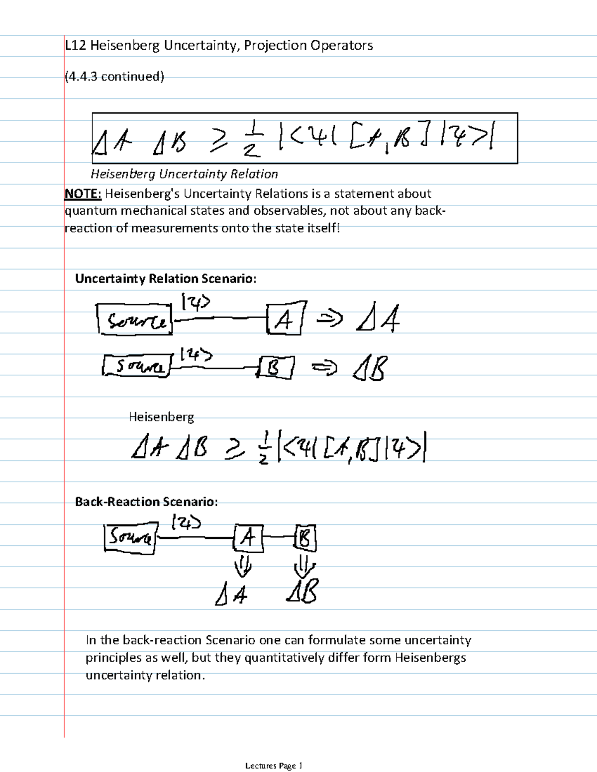 Lecture 12 - Heisenberg Uncertainty Relation, Operators - Heisenberg ...