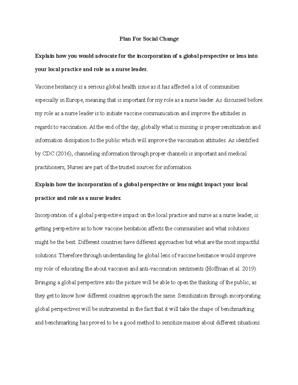 Plan For Social Change - A discussion of how Nurse Leaders can support ...