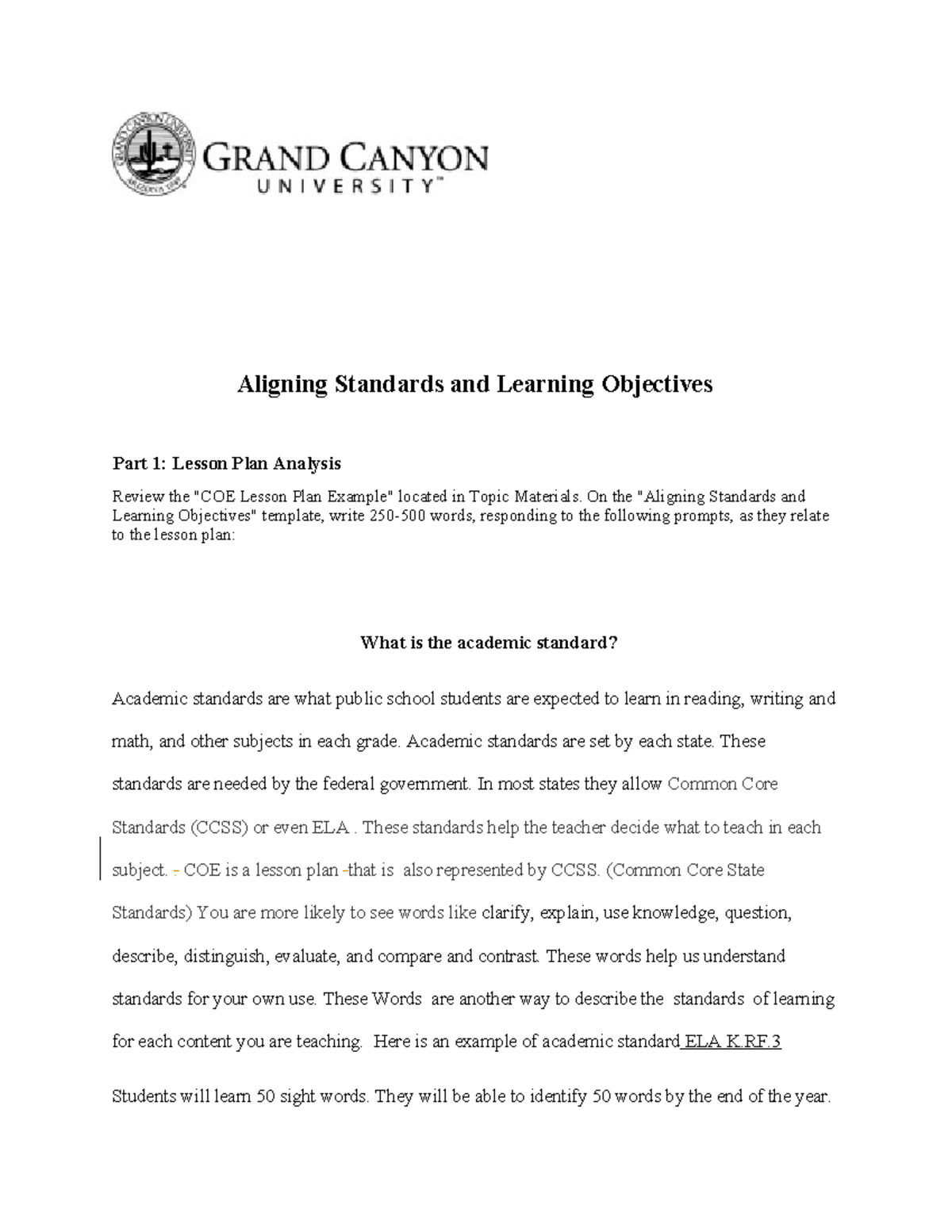 VVilla Topic 2 -2 - assignment - Aligning Standards and Learning ...