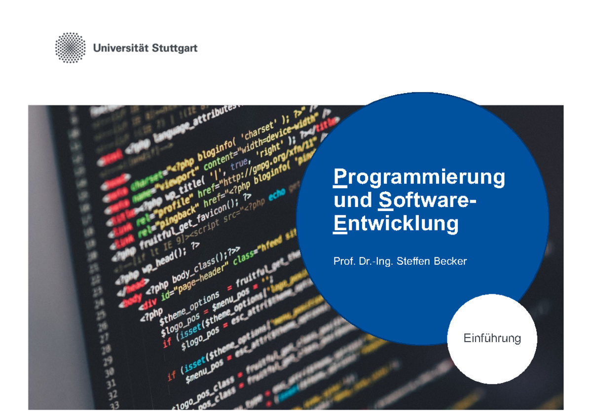 00 - Intro - Skript - Programmierung und Software- Entwicklung Prof. Dr ...