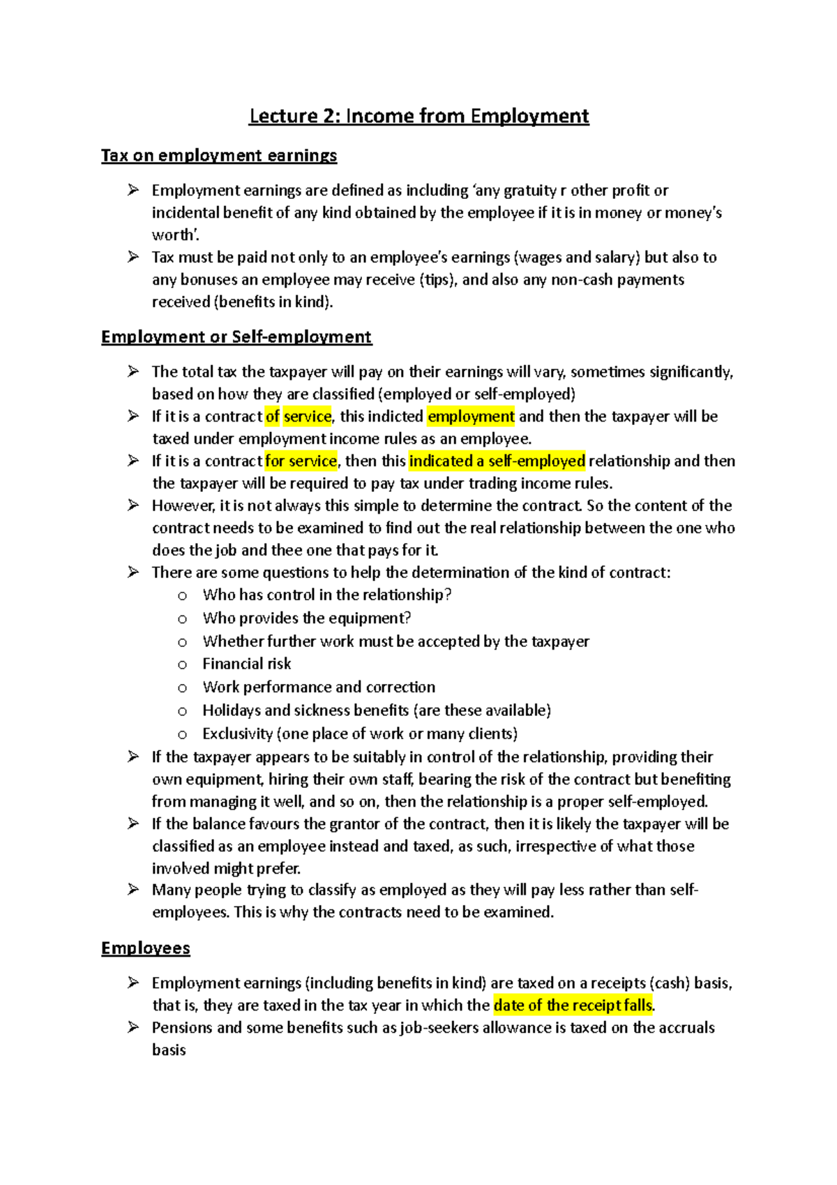 income from employment - Lecture 2: Income from Employment Tax on ...