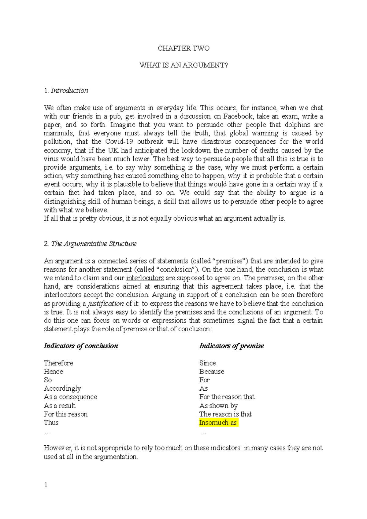 L2-ENG - reading material - CHAPTER TWO WHAT IS AN ARGUMENT ...