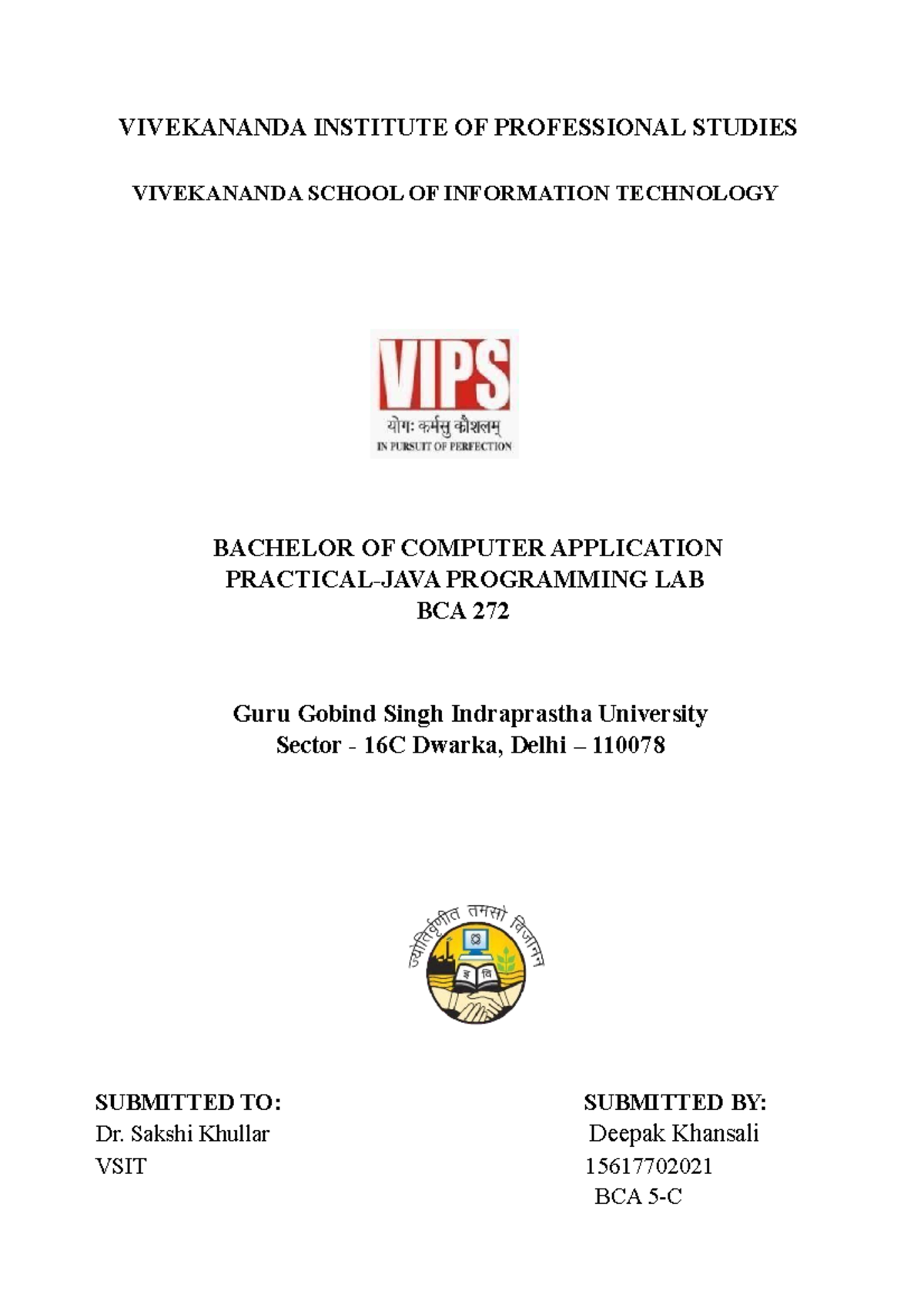 Javadeepak 156 sem 5 - this is a java file - VIVEKANANDA INSTITUTE OF ...