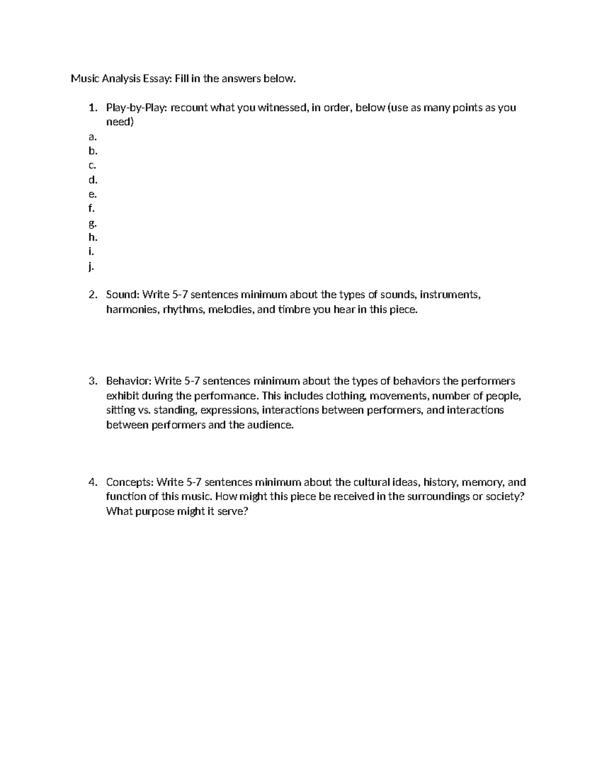 Template Music Analysis Essay-5 - Music Analysis Essay: Fill in the ...