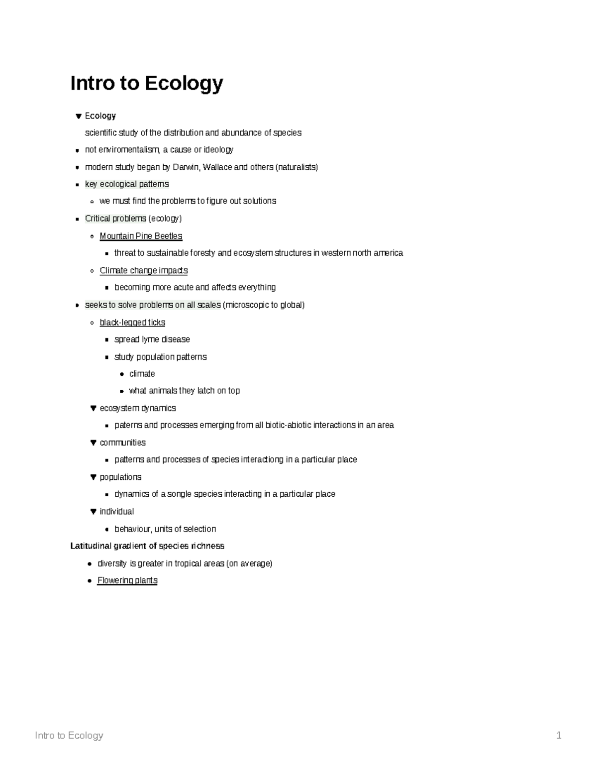 Intro to Ecology - Intro to Ecology Ecology scientific study of the ...