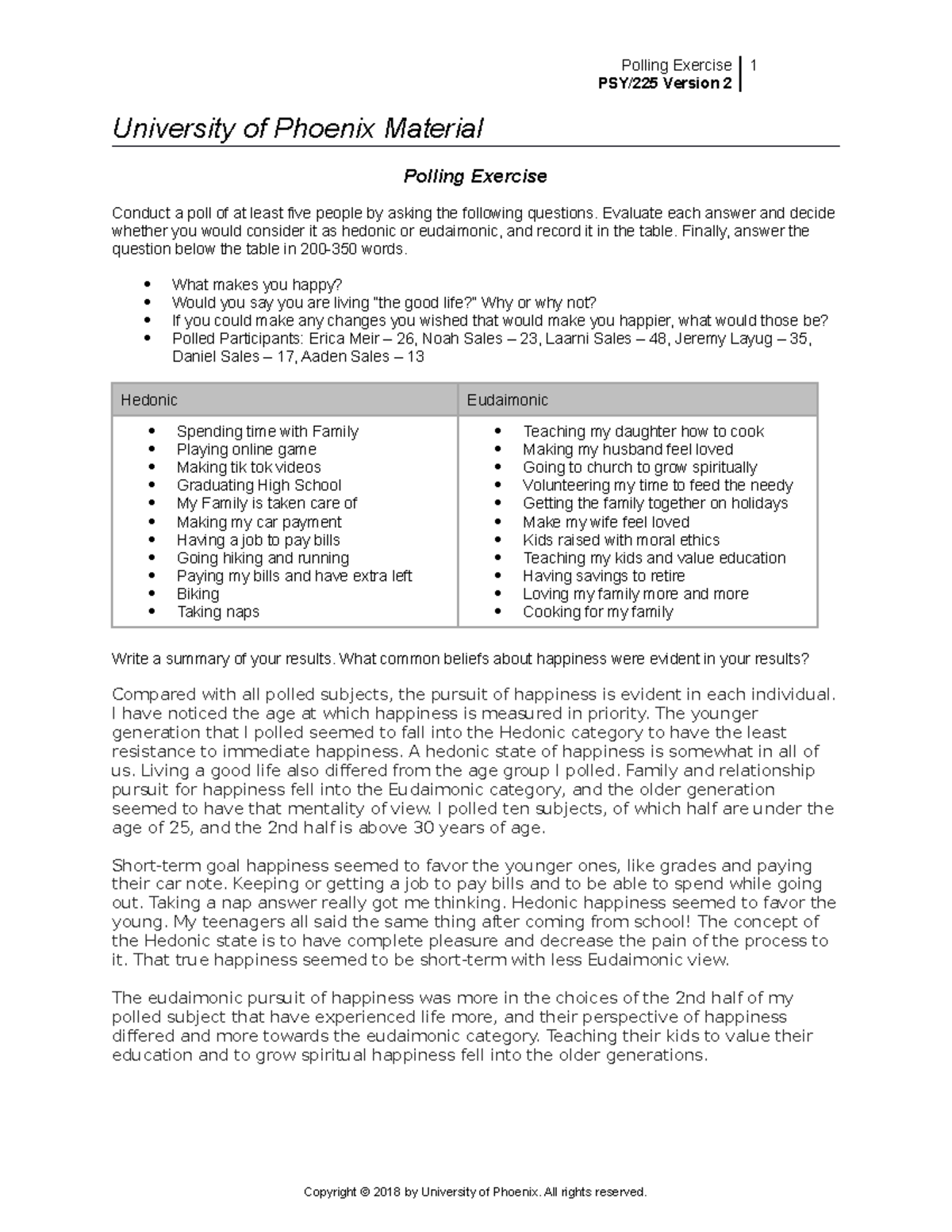 Polling Excercise - Polling Exercise PSY/225 Version 2 1 University of ...