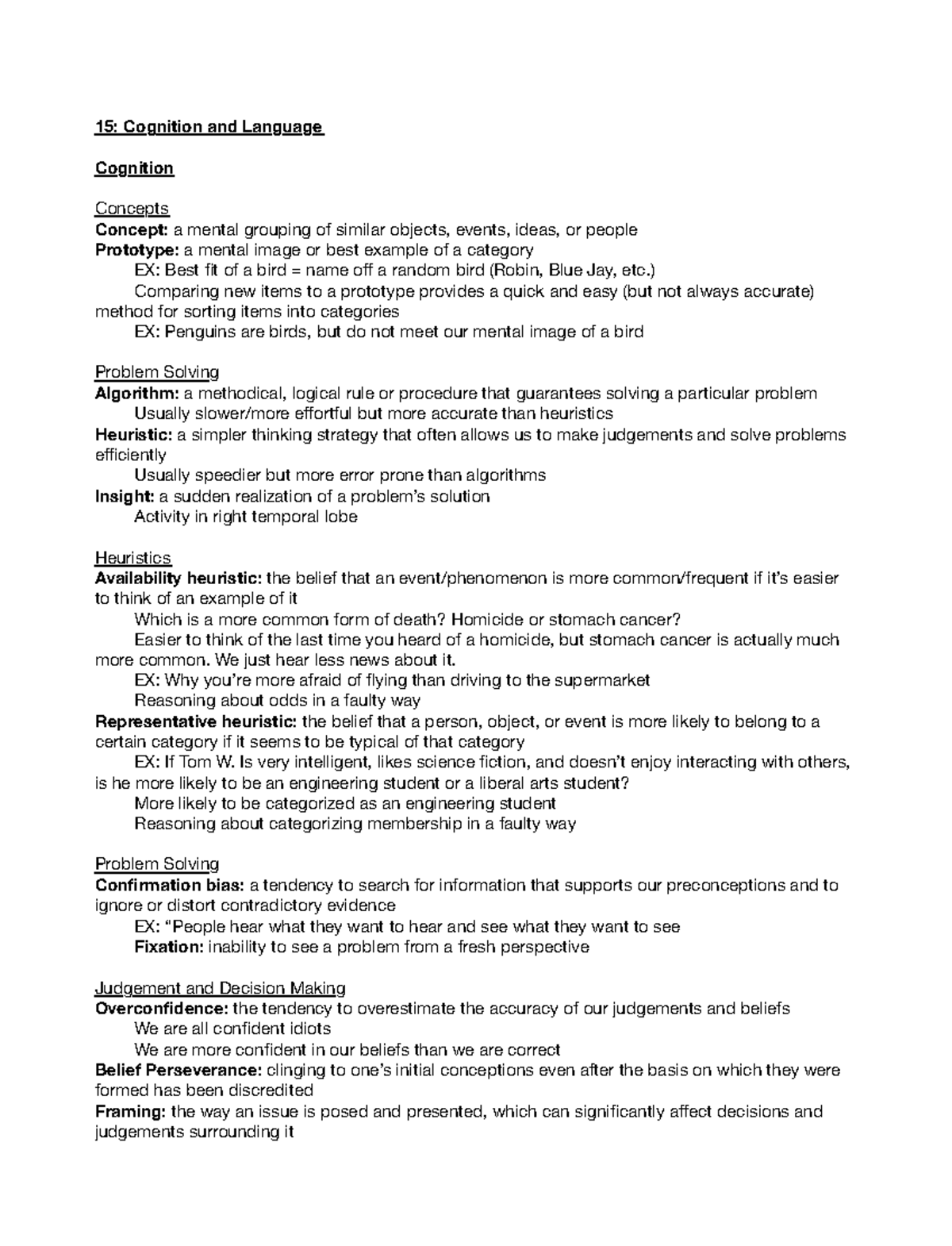 15 Cognition and Language - 15: Cognition and Language Cognition ...