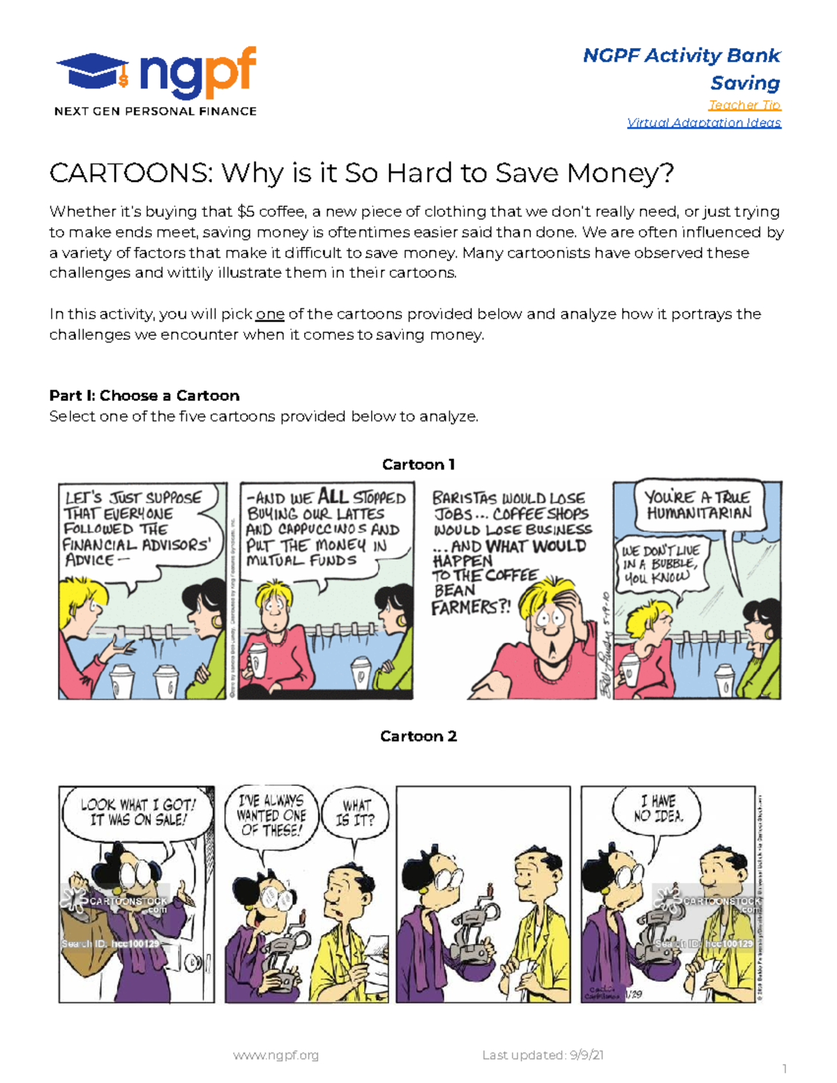 Cartoons Why is it So Hard to Save Money - NGPF Activity Bank Saving ...