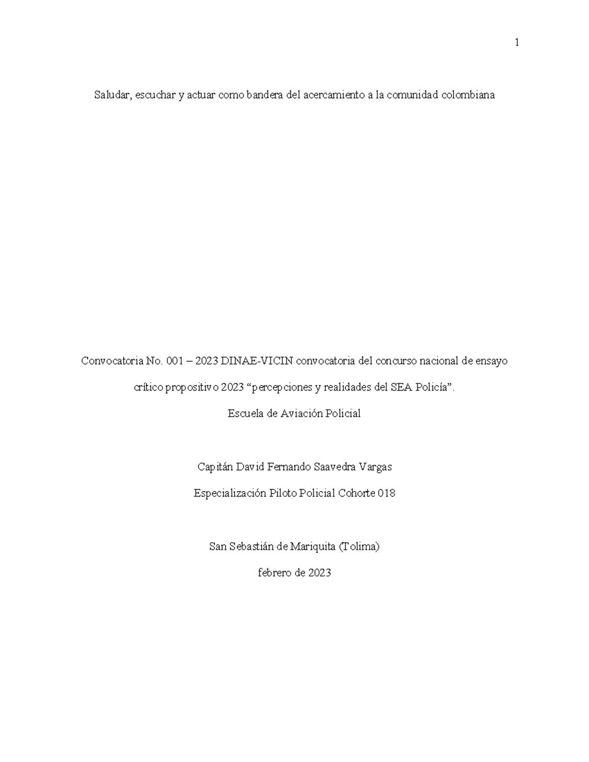 Ensayo SEA Policia - ljbkihj hbbj hbjb - Saludar, escuchar y actuar ...