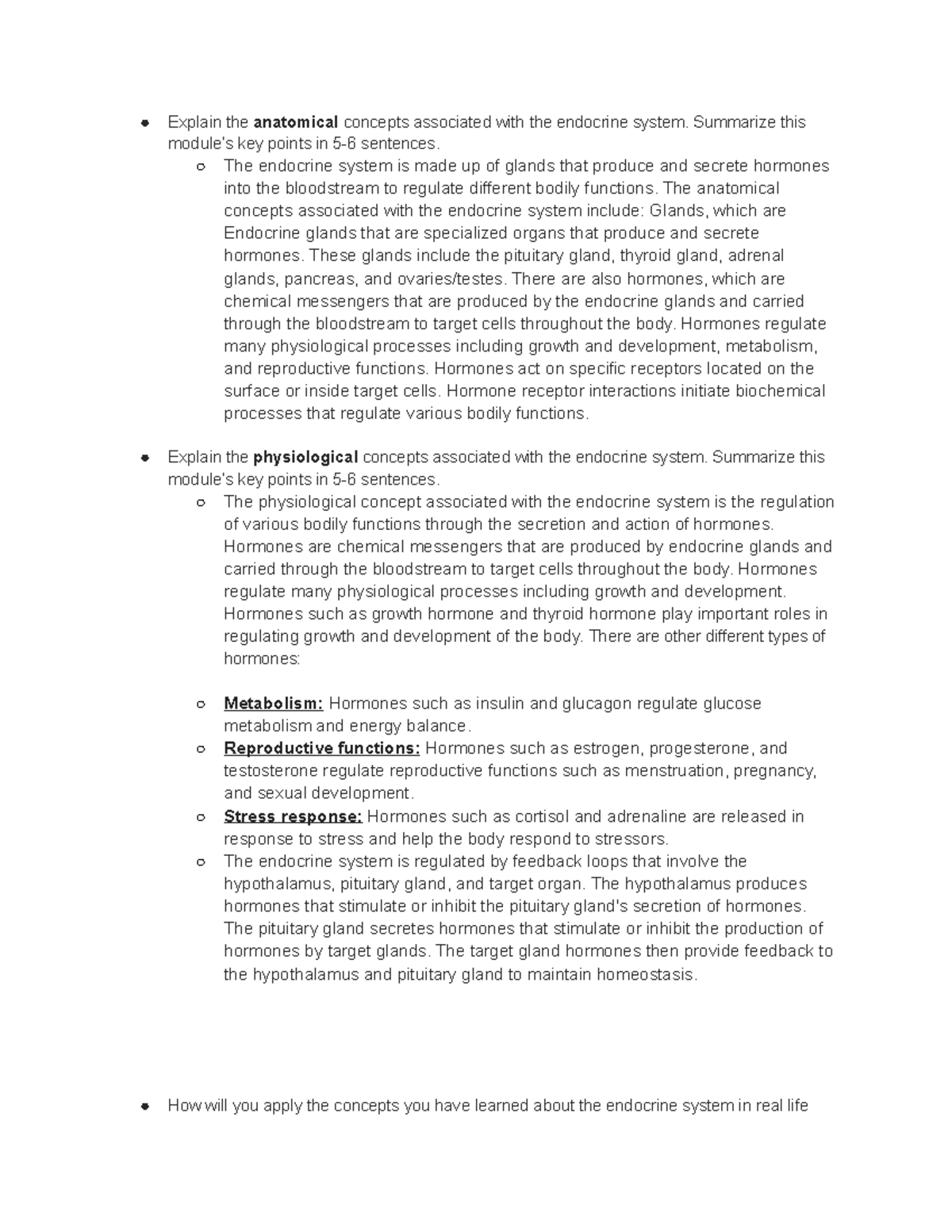 A+P Assignment Week 10 - Explain the anatomical concepts associated ...