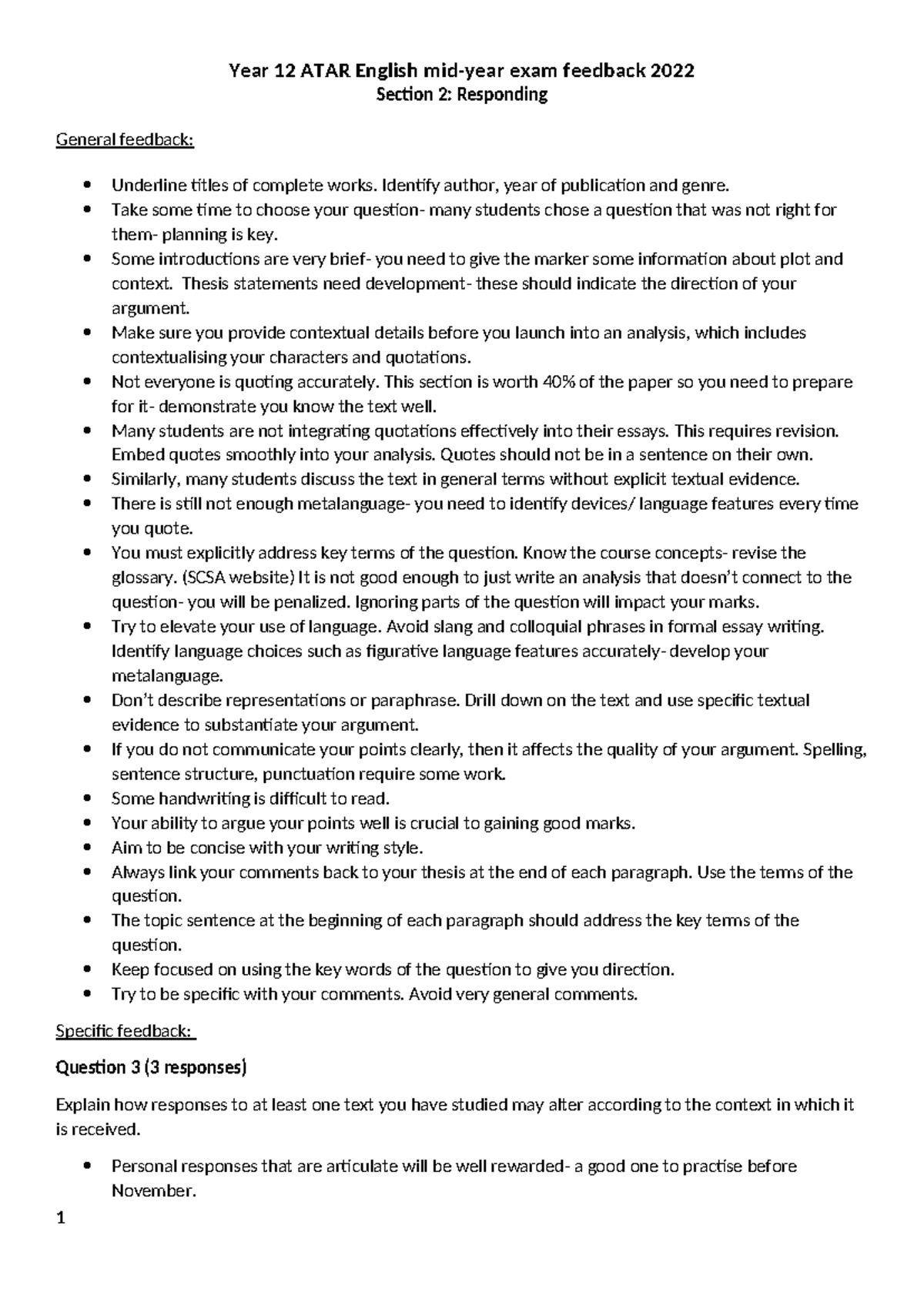 Applecross Responding Sem 1 23 - Year 12 ATAR English mid-year exam ...