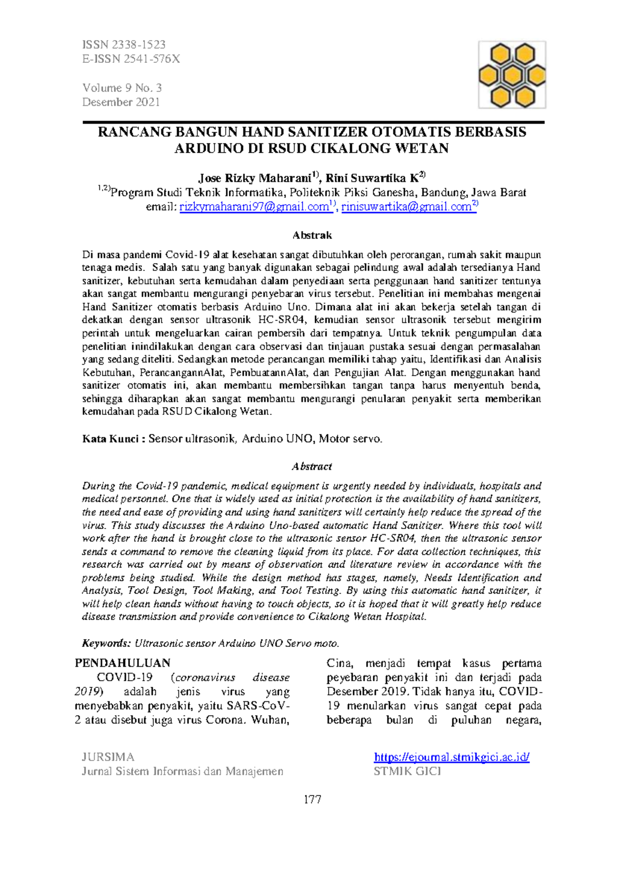 299-Article Text-1020-1-10-20210830 - E-ISSN 2541-576X Volume 9 No. 3 Desember 2021 JURSIMA ...