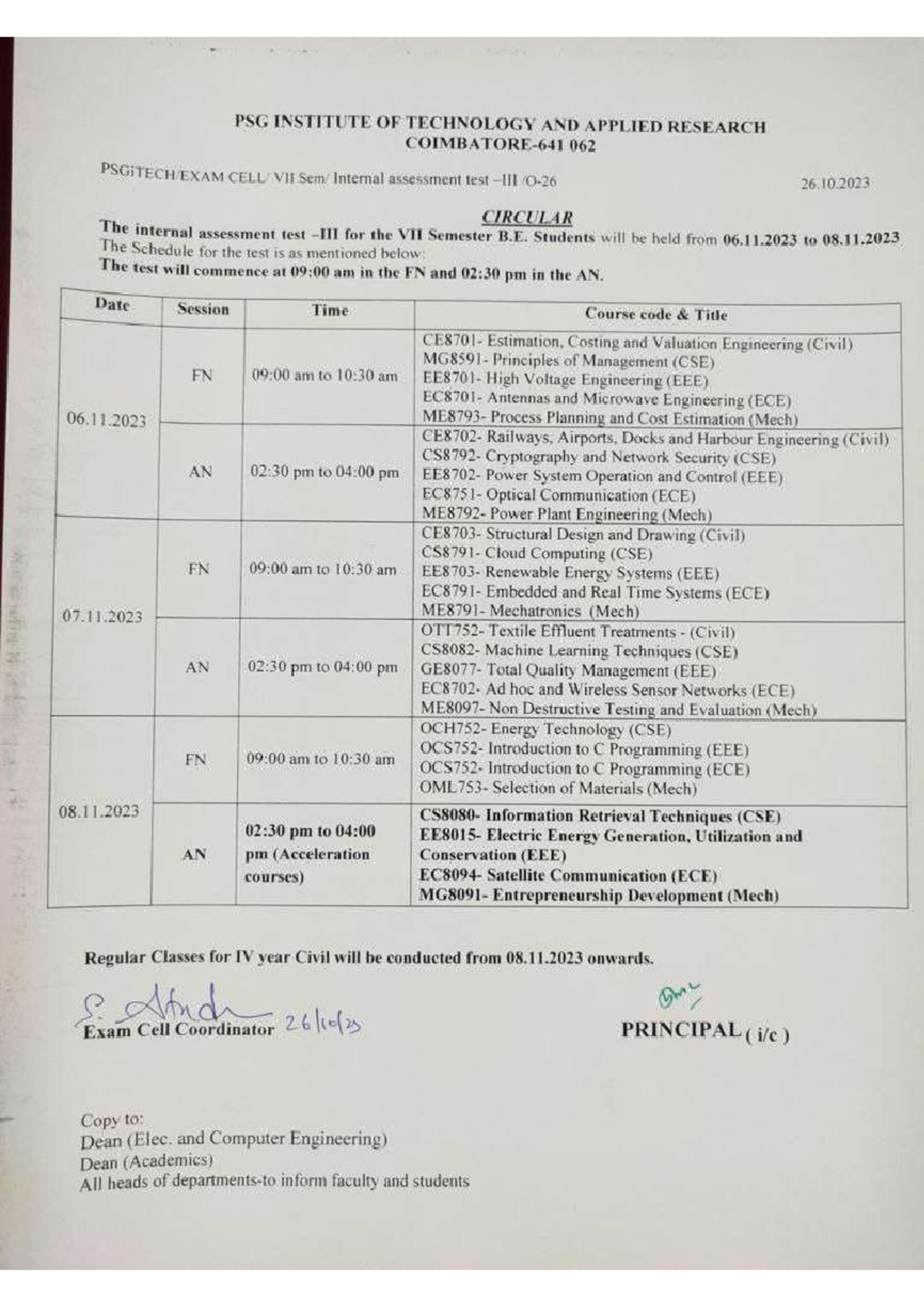 time table 2020-2024 - Computer Science and Engineering - Studocu