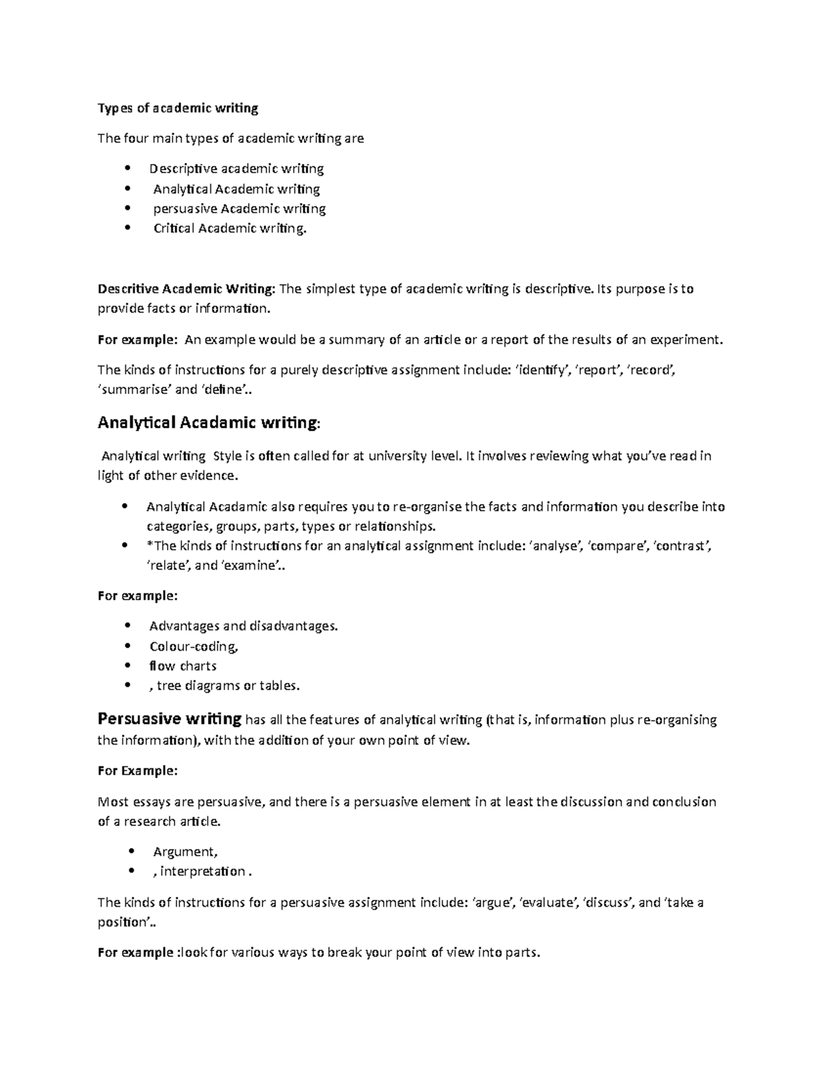 Document (11) - My work - Types of academic writing The four main types ...